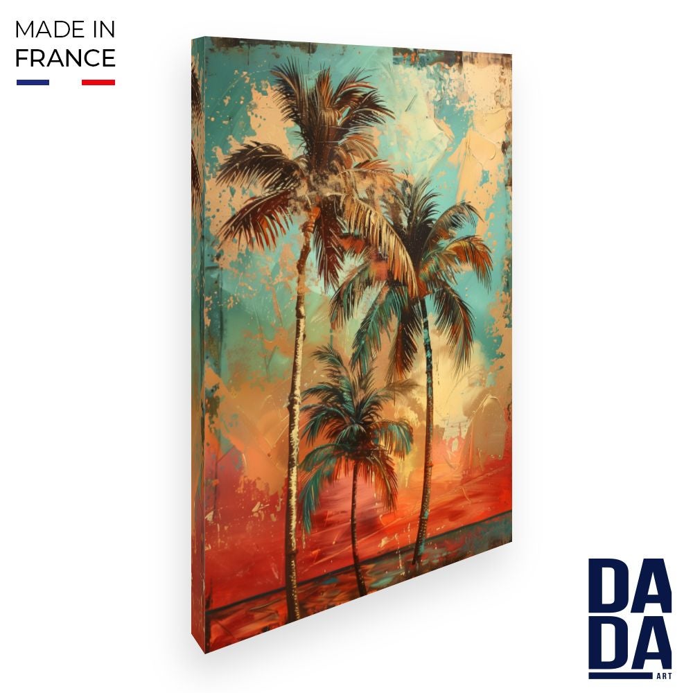 Toile murale Palmiers tropicaux vibrants / 60x90cm / Fabriqué en France ...