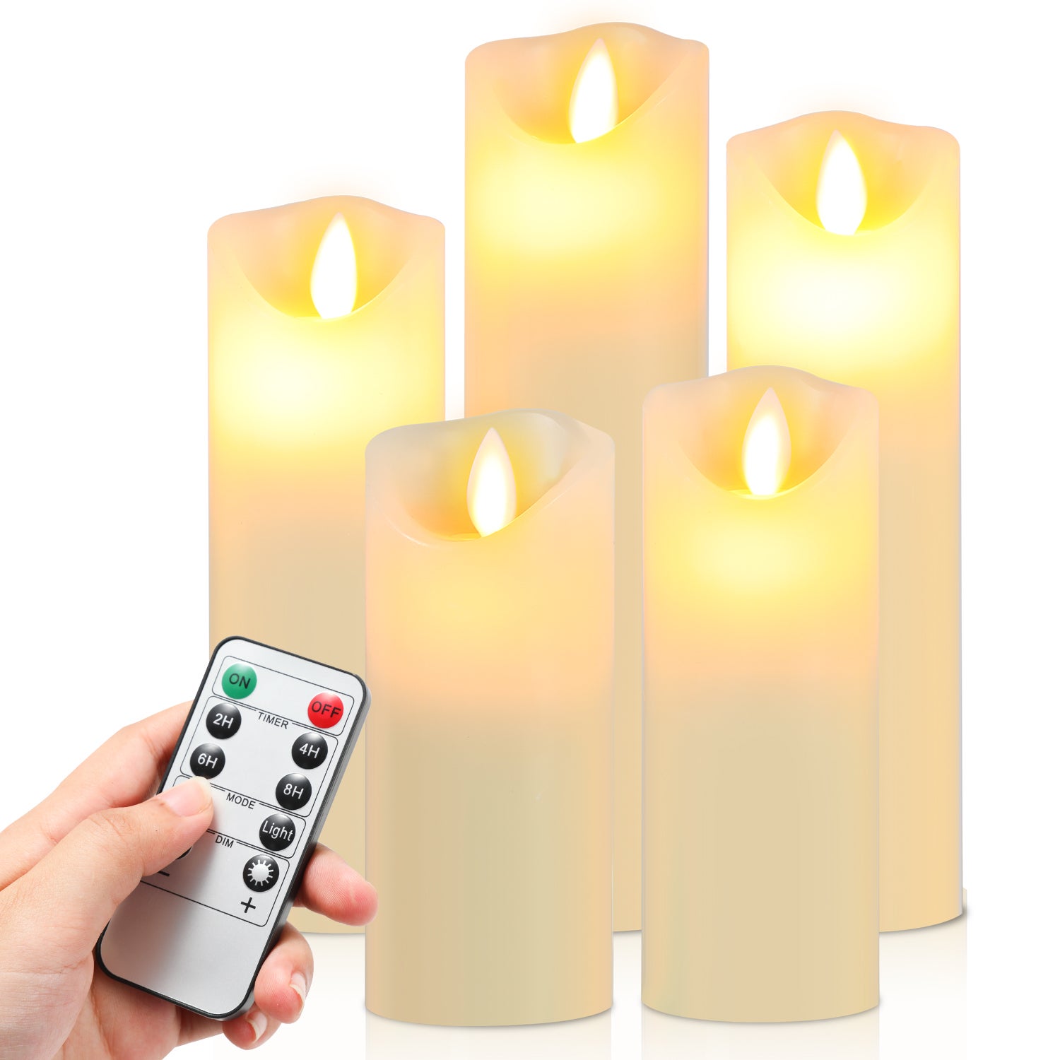 5 velas de cera LED con control remoto, luces LED temporizadas ...