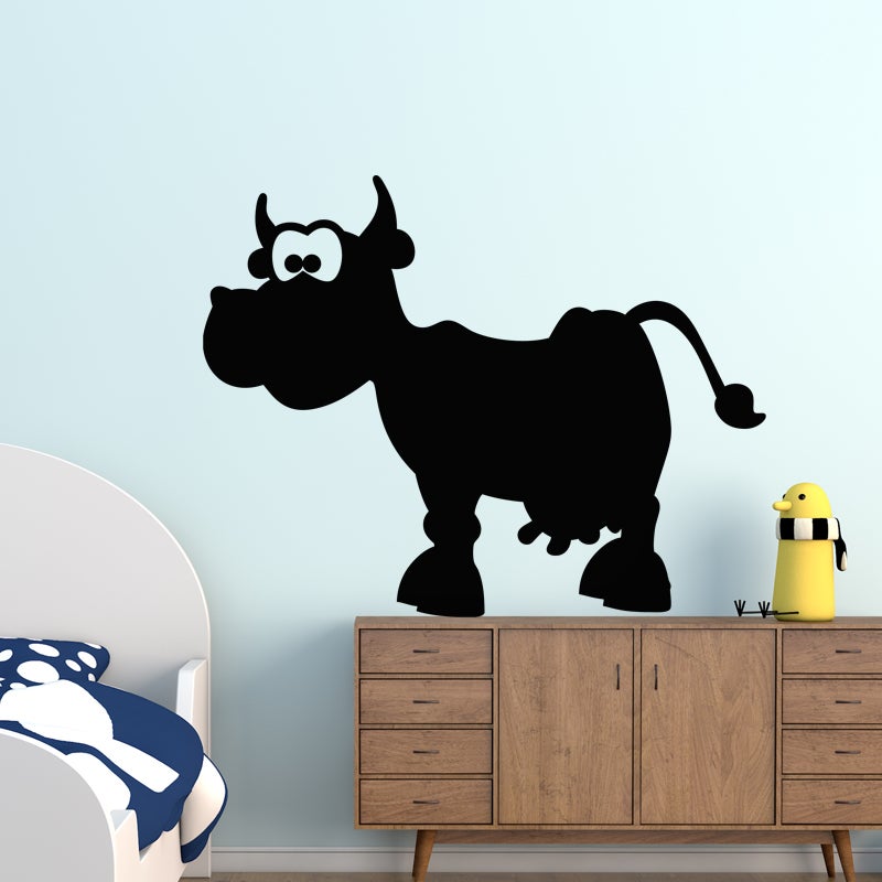 Vinilo pizarra Caricatura de una vaca - adhesivo de pared - revestimiento sticker mural ...