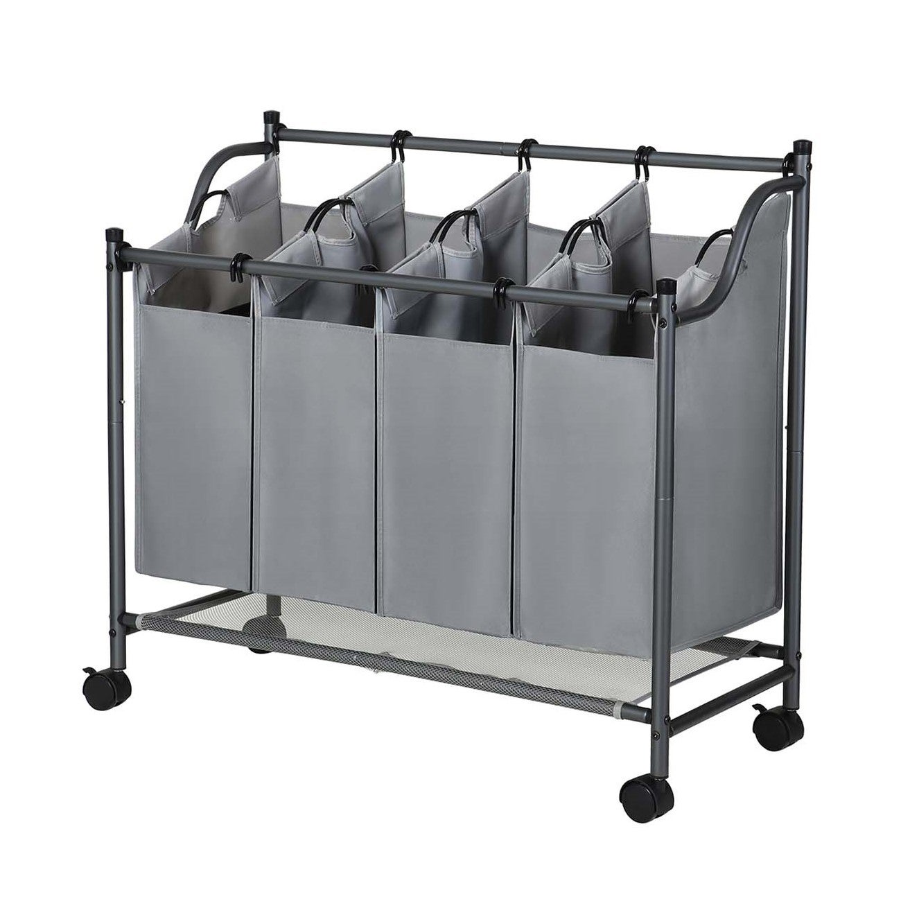 Bac à Linge avec 4 Sacs Amovibles Noirs sur Roulettes - L87,5 cm ...