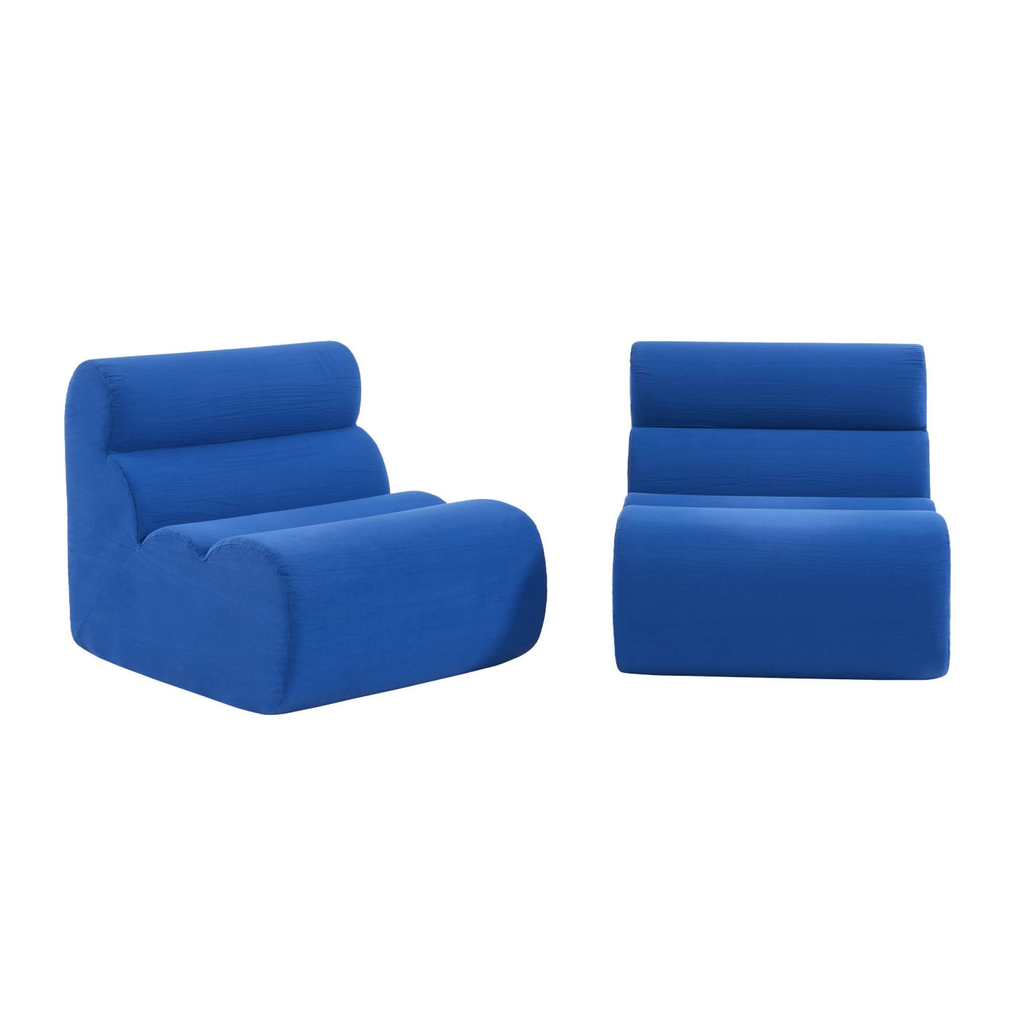 Lot de 2 chauffeuses tissu 1 place bleu électrique - L 81 x P 99 x H 75cm - Nova NOVA | Leroy Merlin