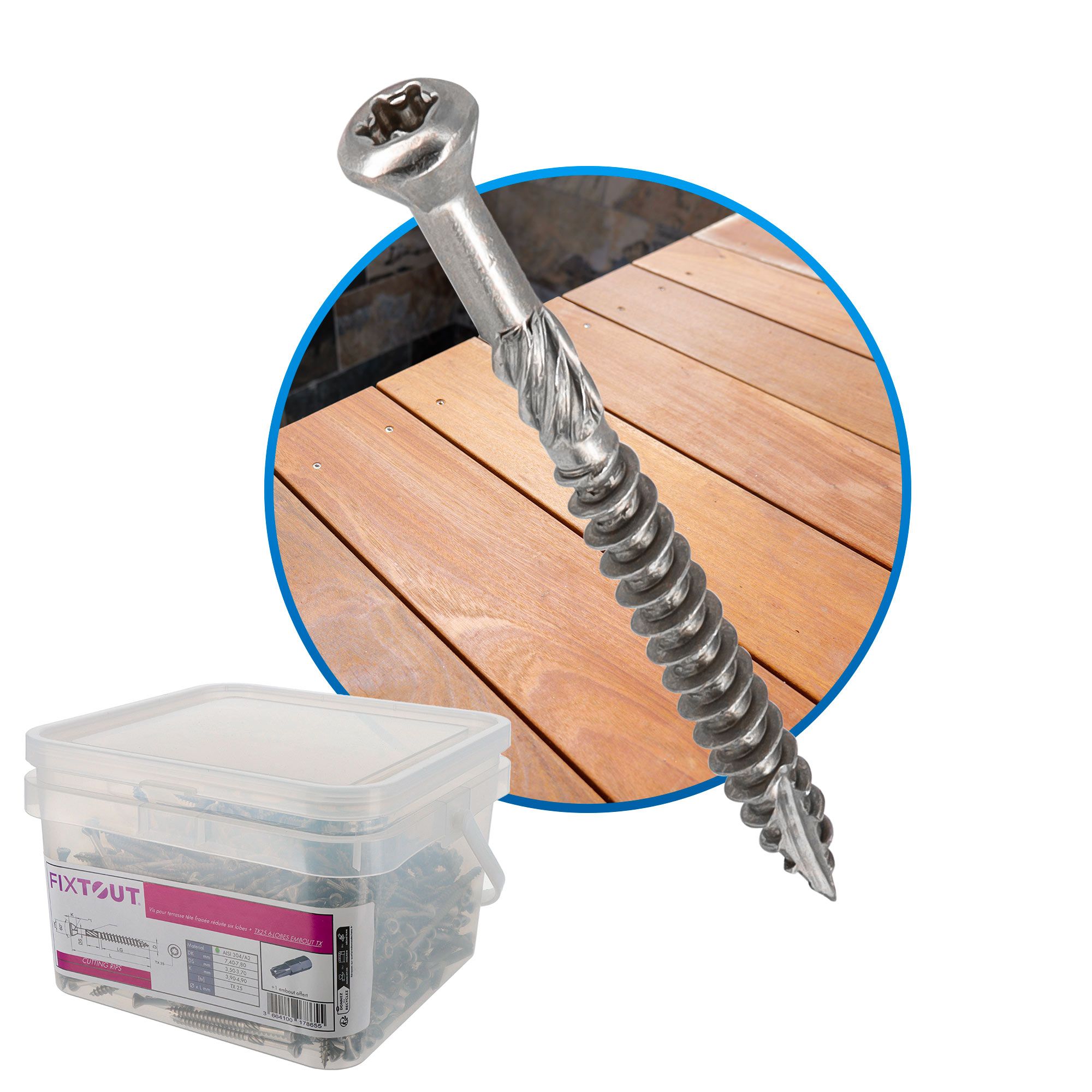 500 vis terrasse inox A2 - Vis à bois - Torx Nervures de fraisage ...