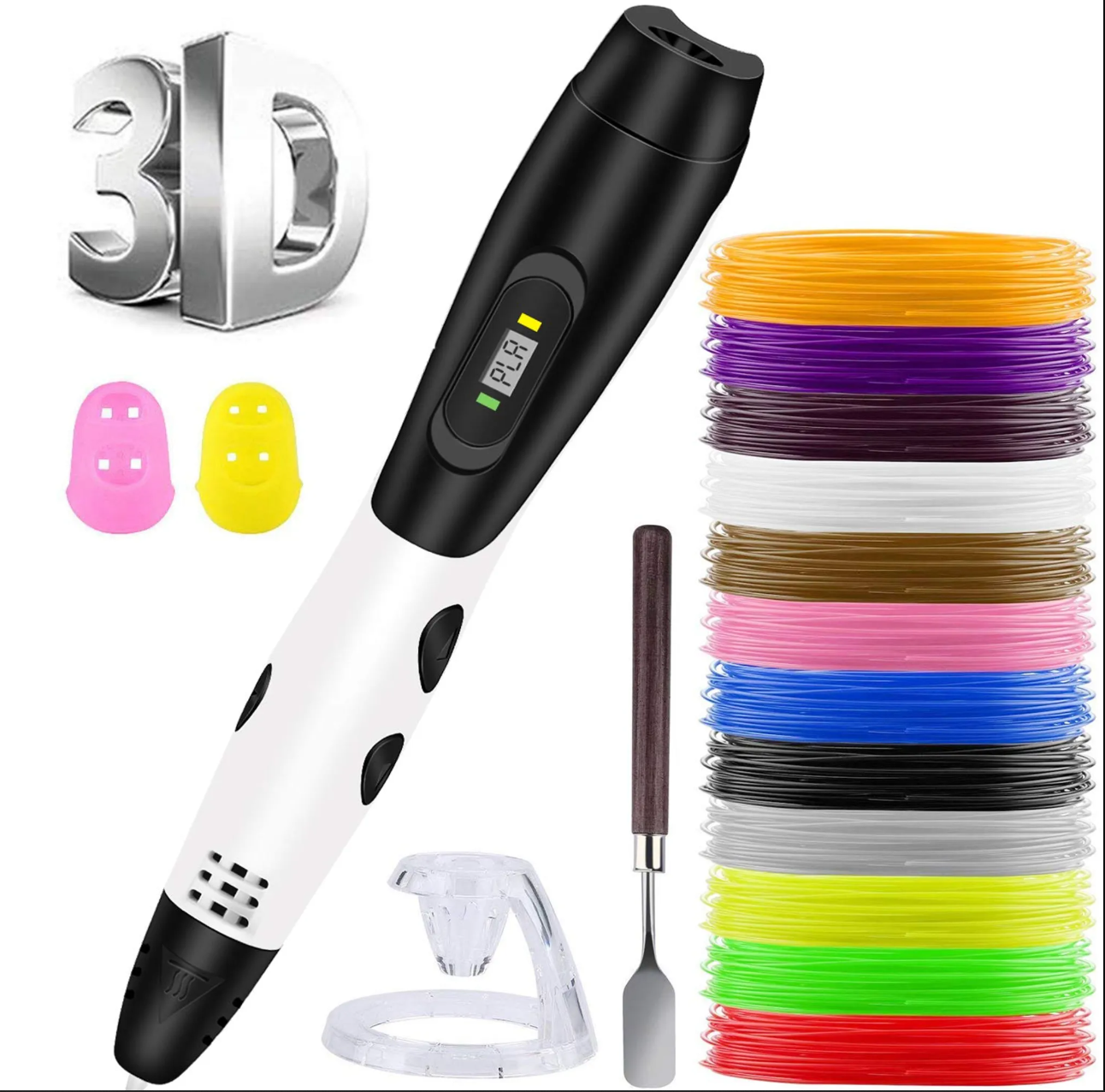 Stylo 3D Ensemble Stylo 3d + Filament Pla, Stylos 3d Avec Écran Lcd + Filament 3d 12 Couleurs ?1 ...
