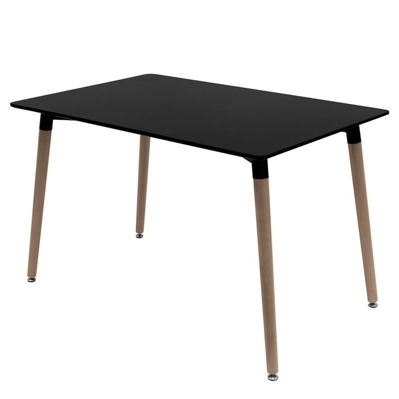 Mesa rectangular de 120 cm en negro brillante con patas de madera ...