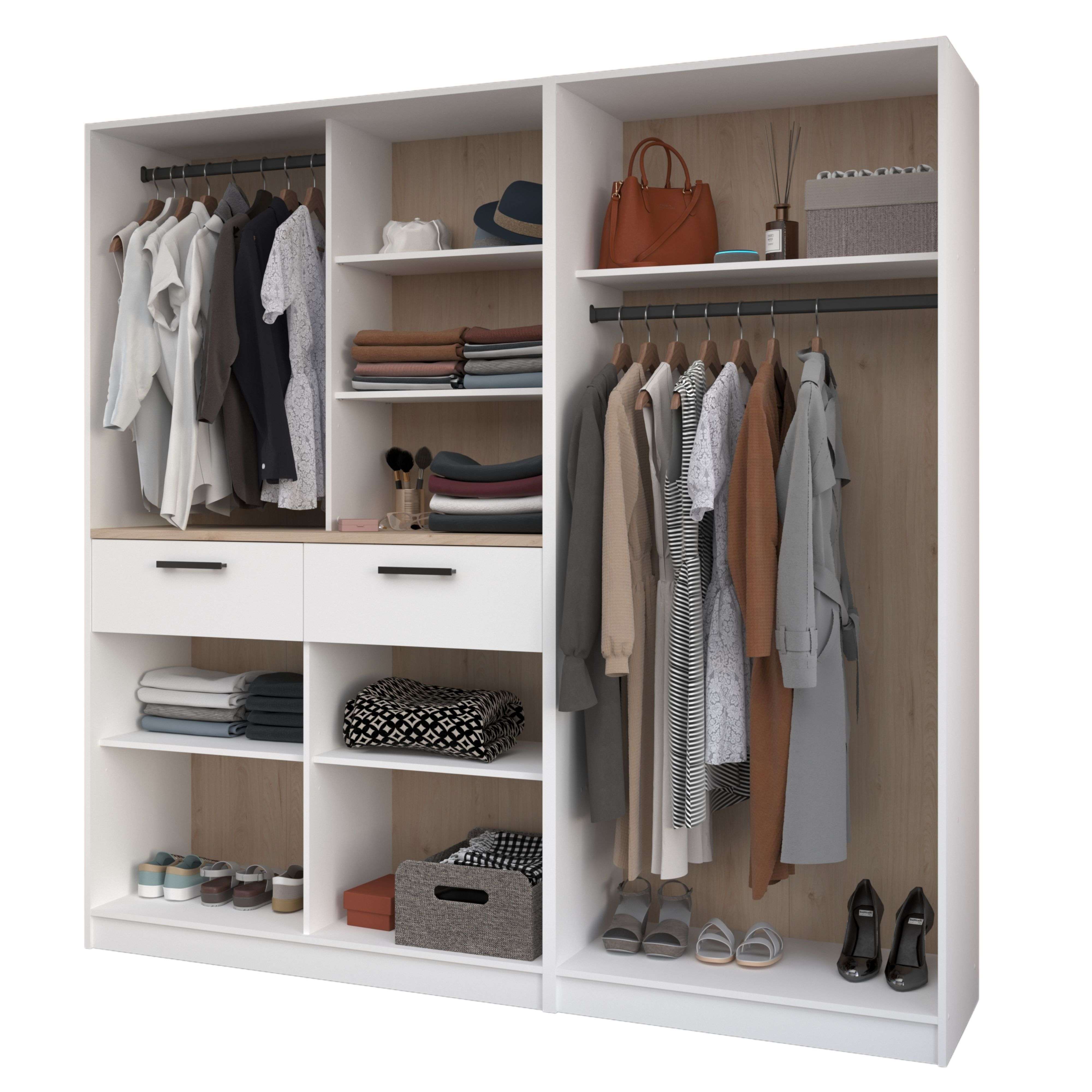 Vestidor Abierto Modular Flexa Dormitorio en Color Roble Jackson y ...