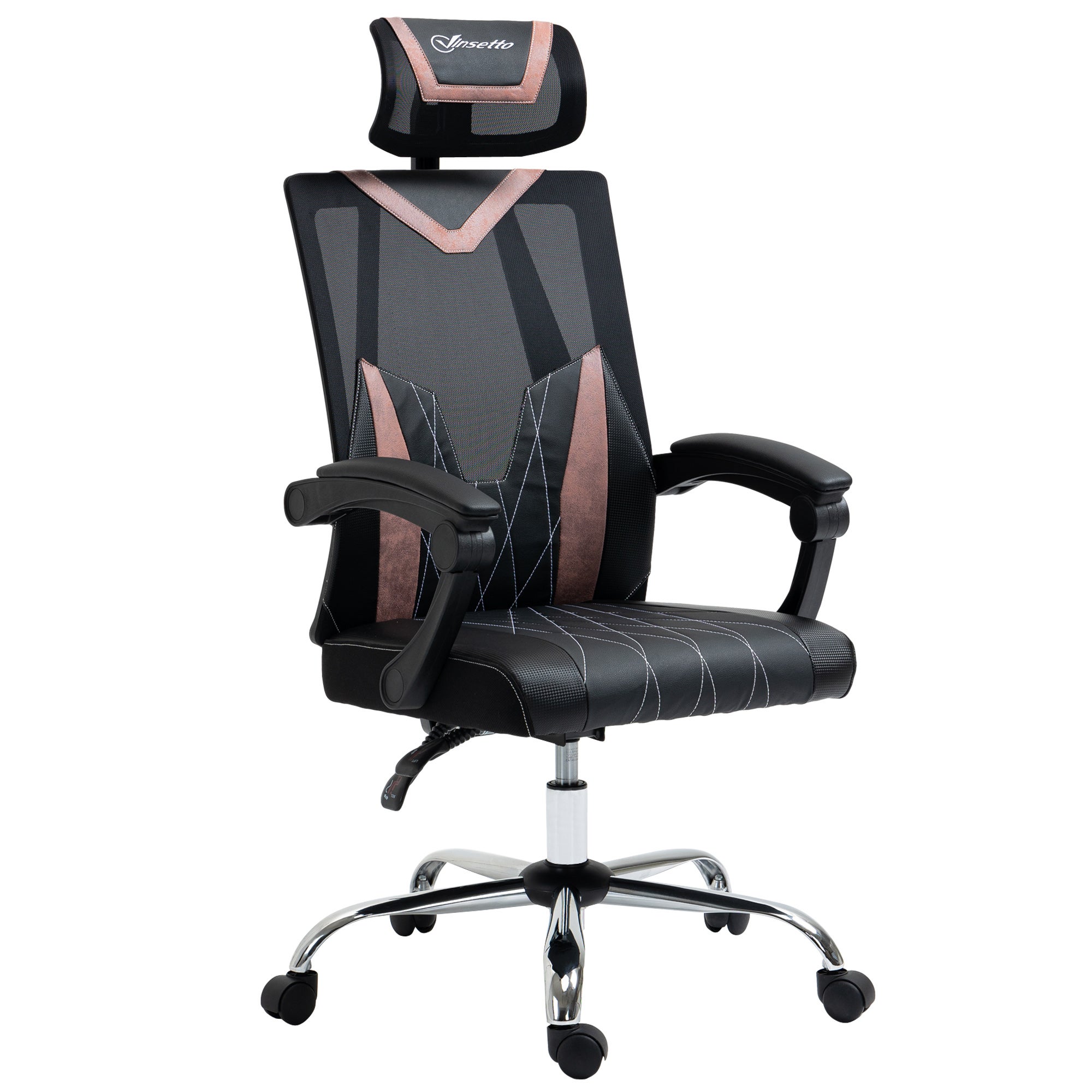 Silla de oficina ergonómica de malla con ruedas, soporte lumbar y ...