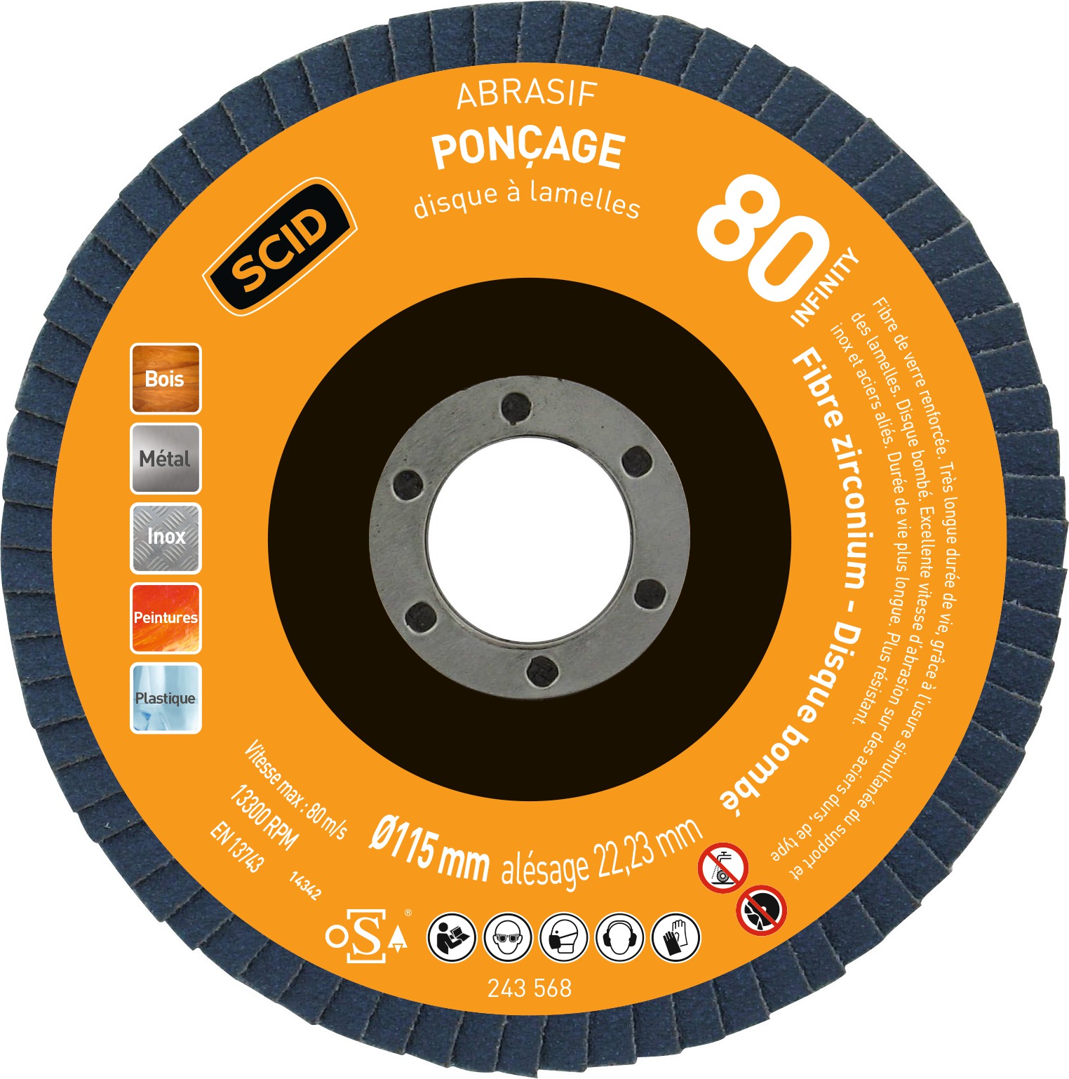 Disque à lamelles zirconium infinity bombé diamètre 115 mm SCID - Grain ...