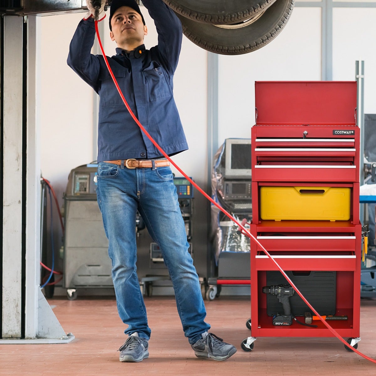 Servante Atelier 6 Tiroirs Armoire Rangement Coffre Outils Amovible ...