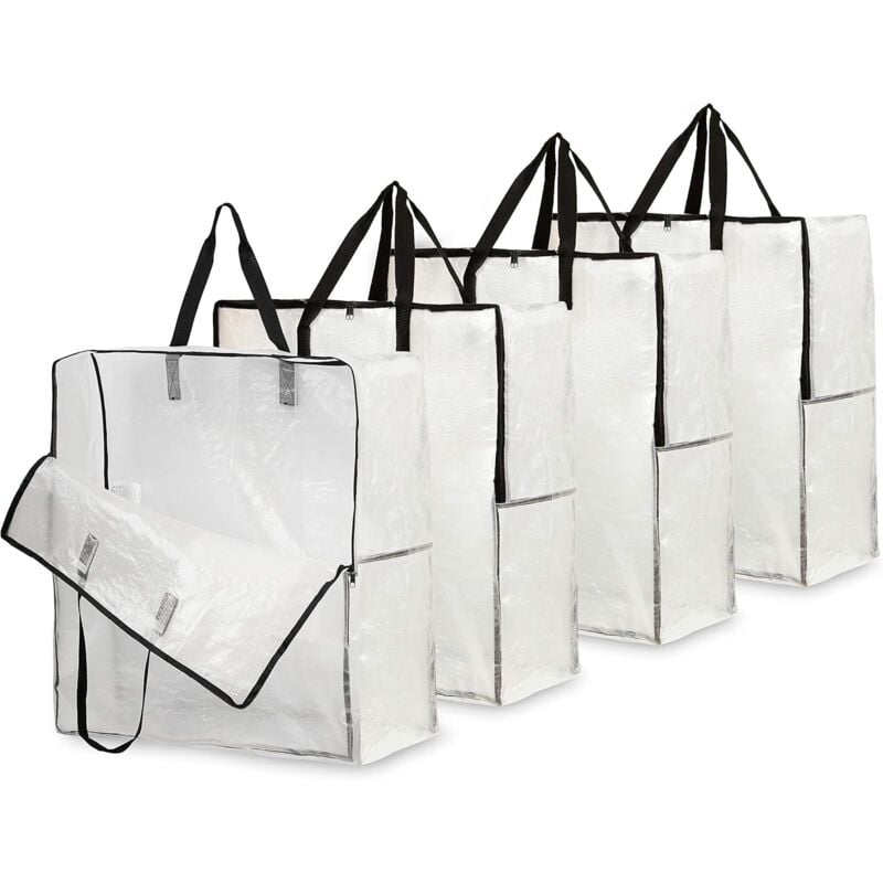 Juego de 4 bolsas de almacenamiento transparentes, bolsa de mudanza XXL ...