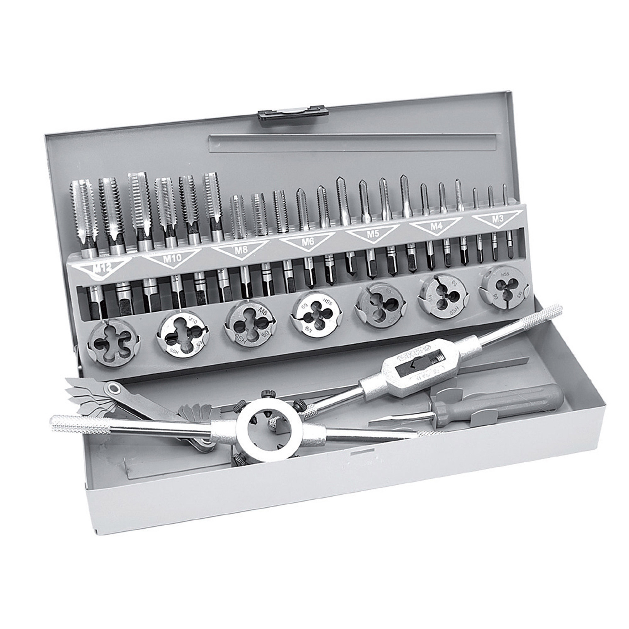 Coffret métal de 21 tarauds + 7 filières+ accessoires | Leroy Merlin