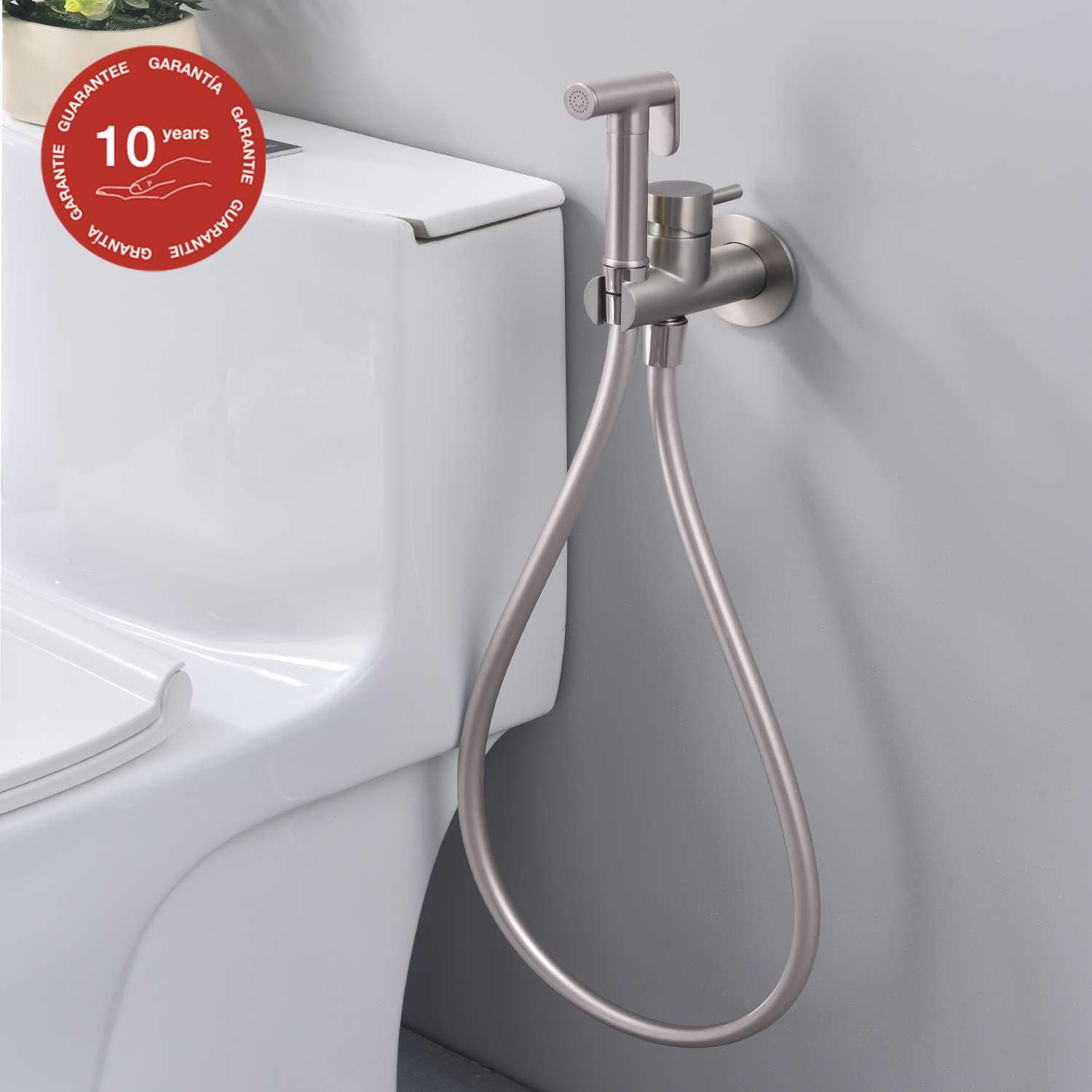 Ensemble douchette hygiénique WC SKY BATH nickel brossé Inox S304 série ...