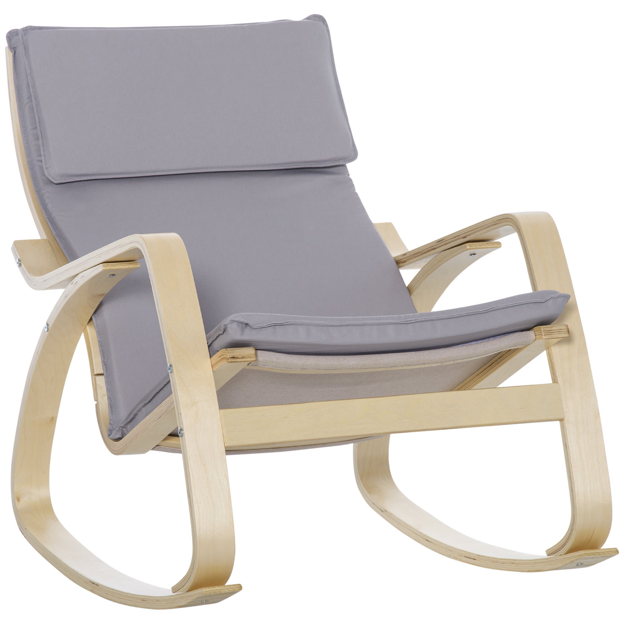 Silla mecedora tapizada en tela para salón HOMCOM 67x97x84 cm gris_839 ...