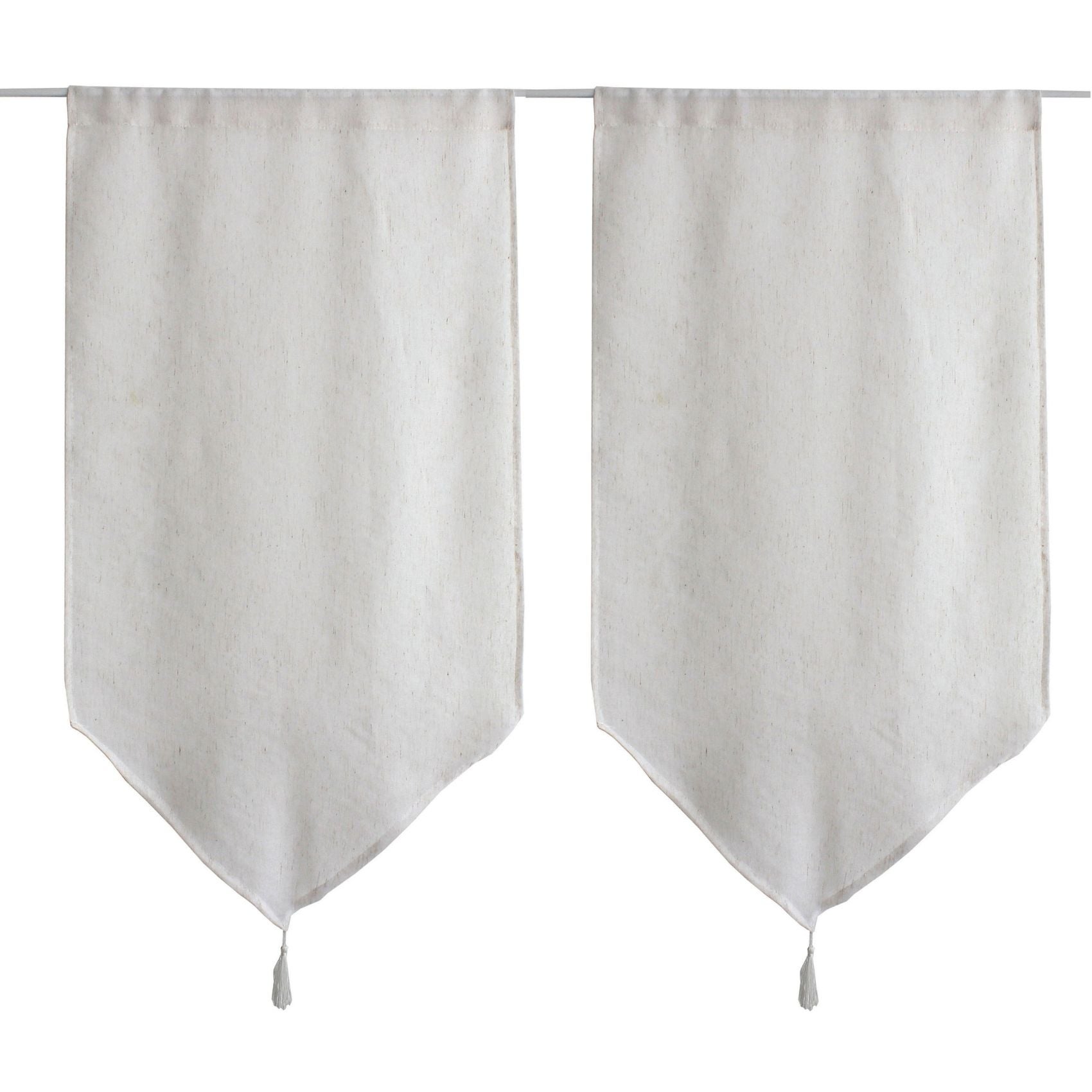 Paire de petits rideaux aspect lin finition pointe - Blanc - 60x90 cm ...