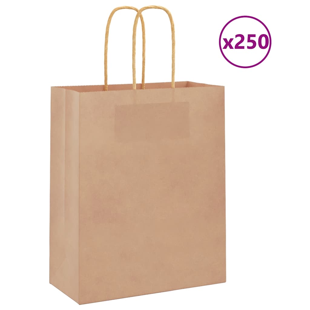 Bolsas de papel kraft con asas 250 uds marrón 18x8x22 cm CFW36002 ...