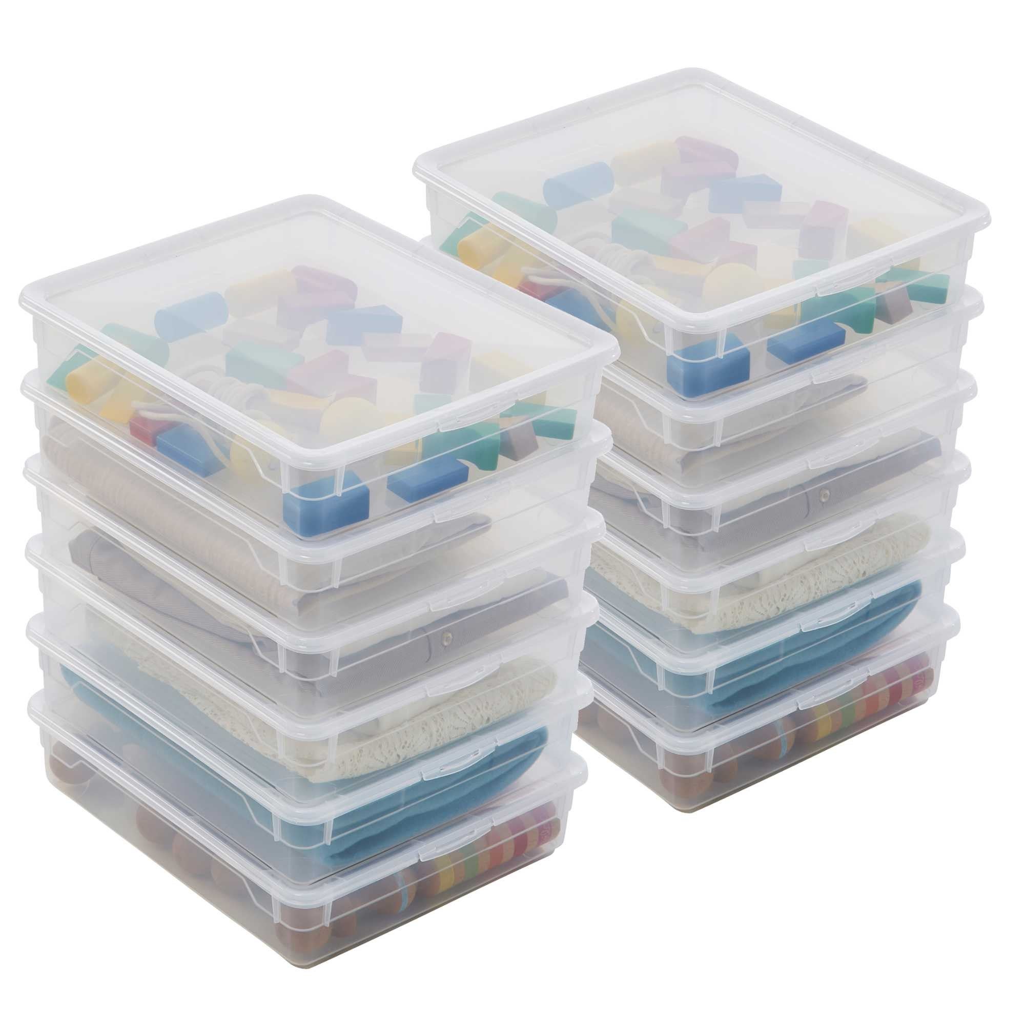 Lot de 12 petites boîtes de rangement en plastique transparent 9L avec ...