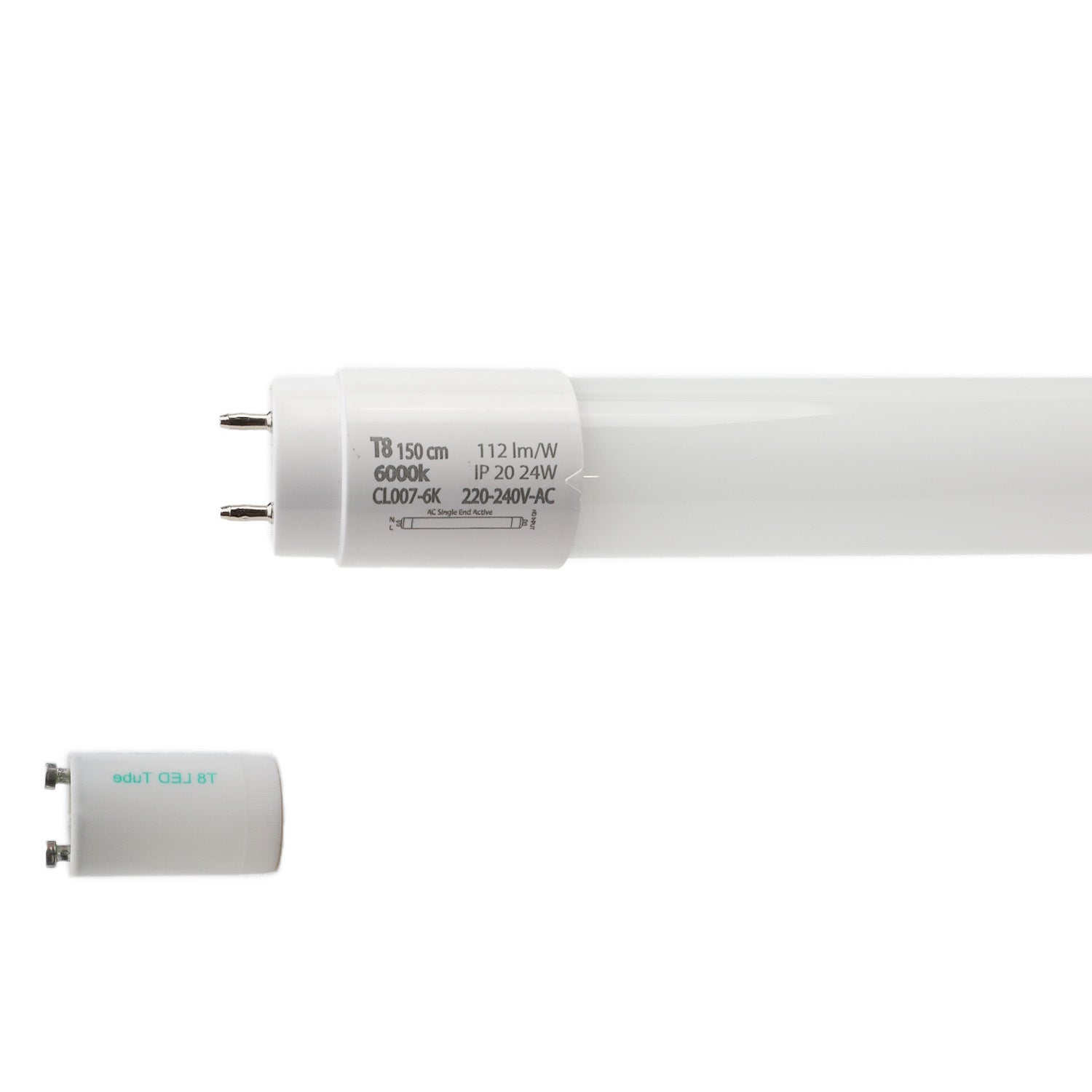 TUBO LED T8 Cristal 150CM Conexión un Lateral 24W Alta efeciencia 140lm ...