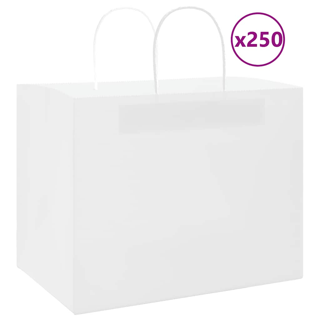 Sacs en papier kraft 250 pcs，Sacs kraft avec poignées blanc 32x22x24 cm ...