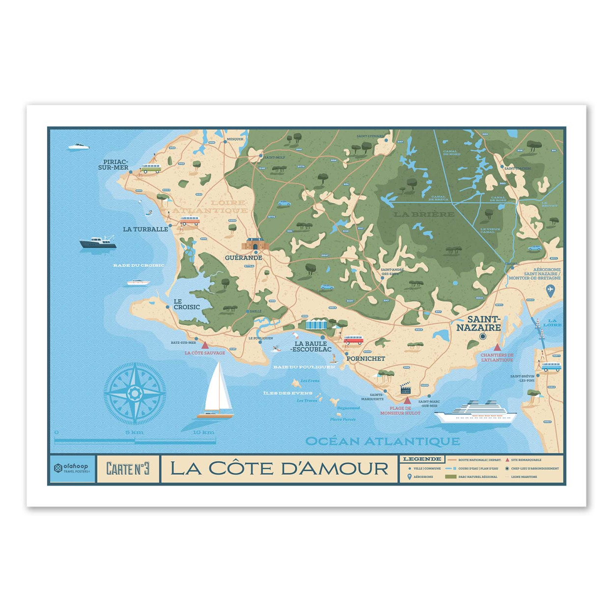 Affiche 30x40 cm - Carte Cote d'amour - Olahoop Travel Posters | Leroy Merlin