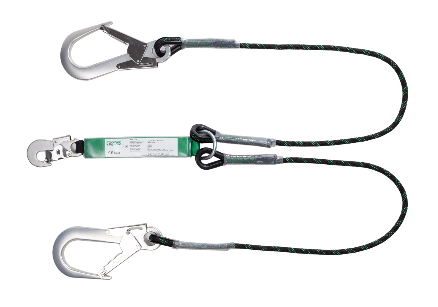 Longe double à absorbeur corde tressée avec 2 connecteurs aluminium ...