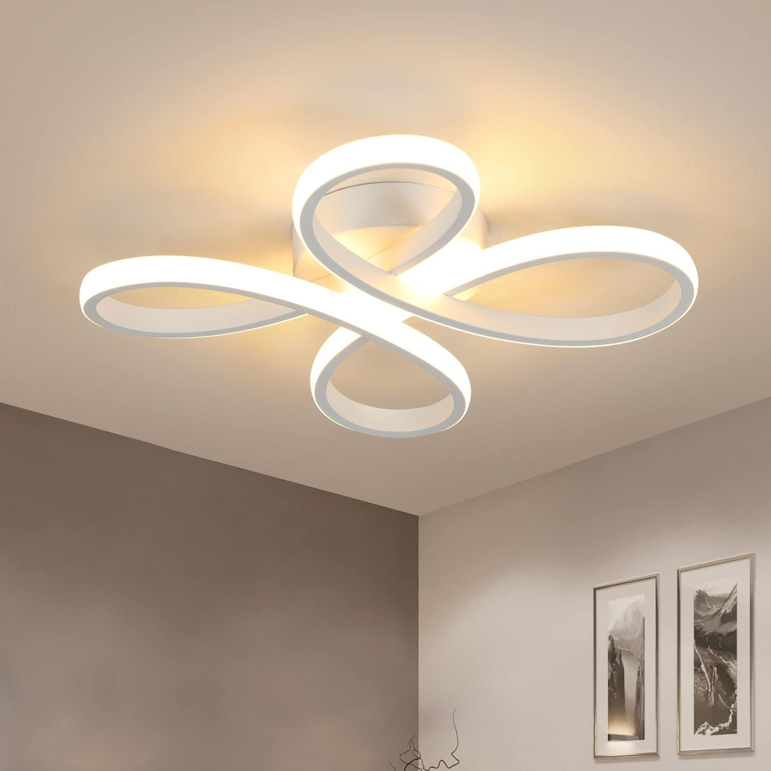 Plafoniera a LED da 36 W e 60 cm, lampadario a LED con anelli floreali ...
