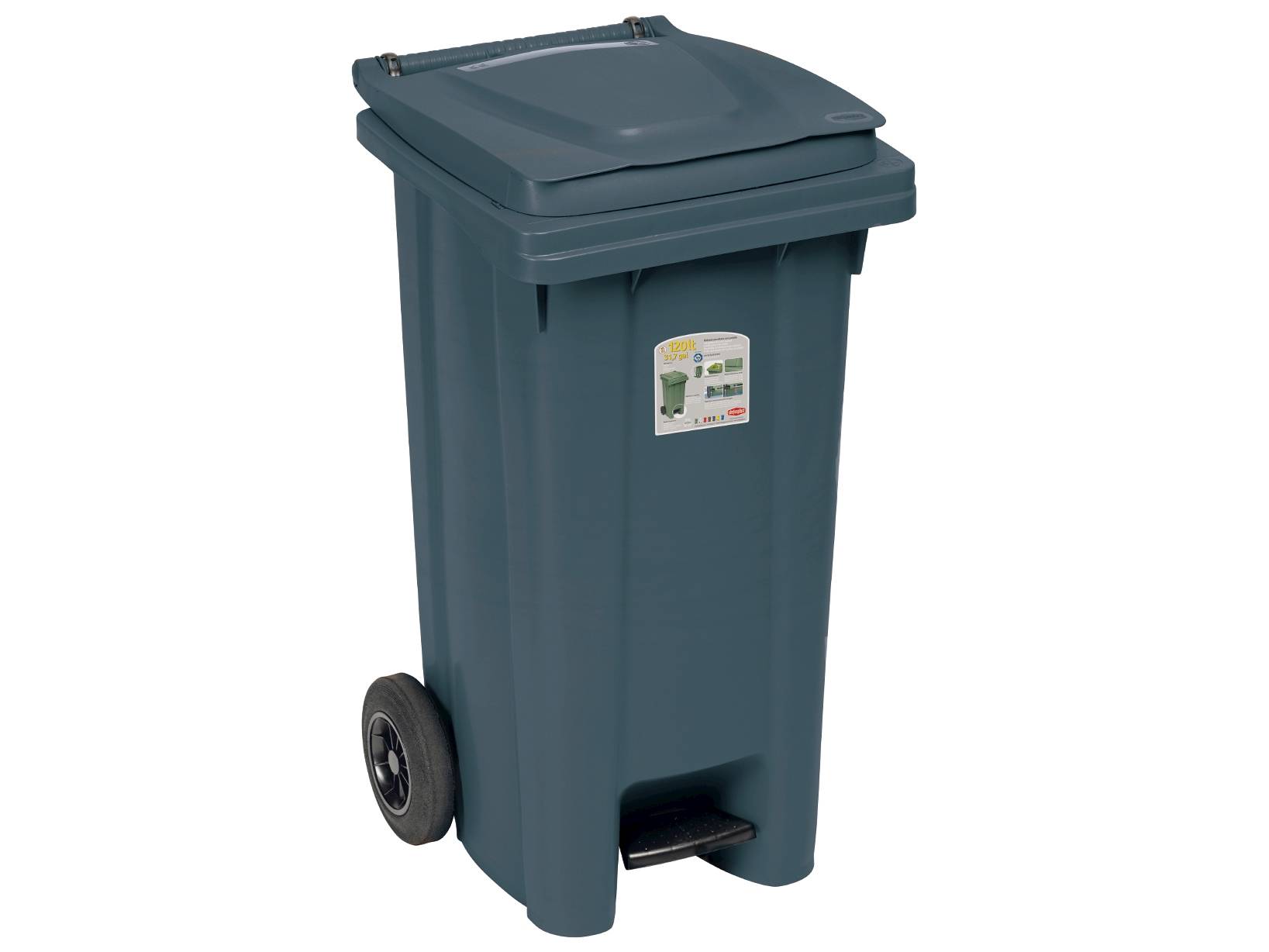 Contenedor Con Ruedas I mm ond 120 Litros conped Gris Stefanplast ...