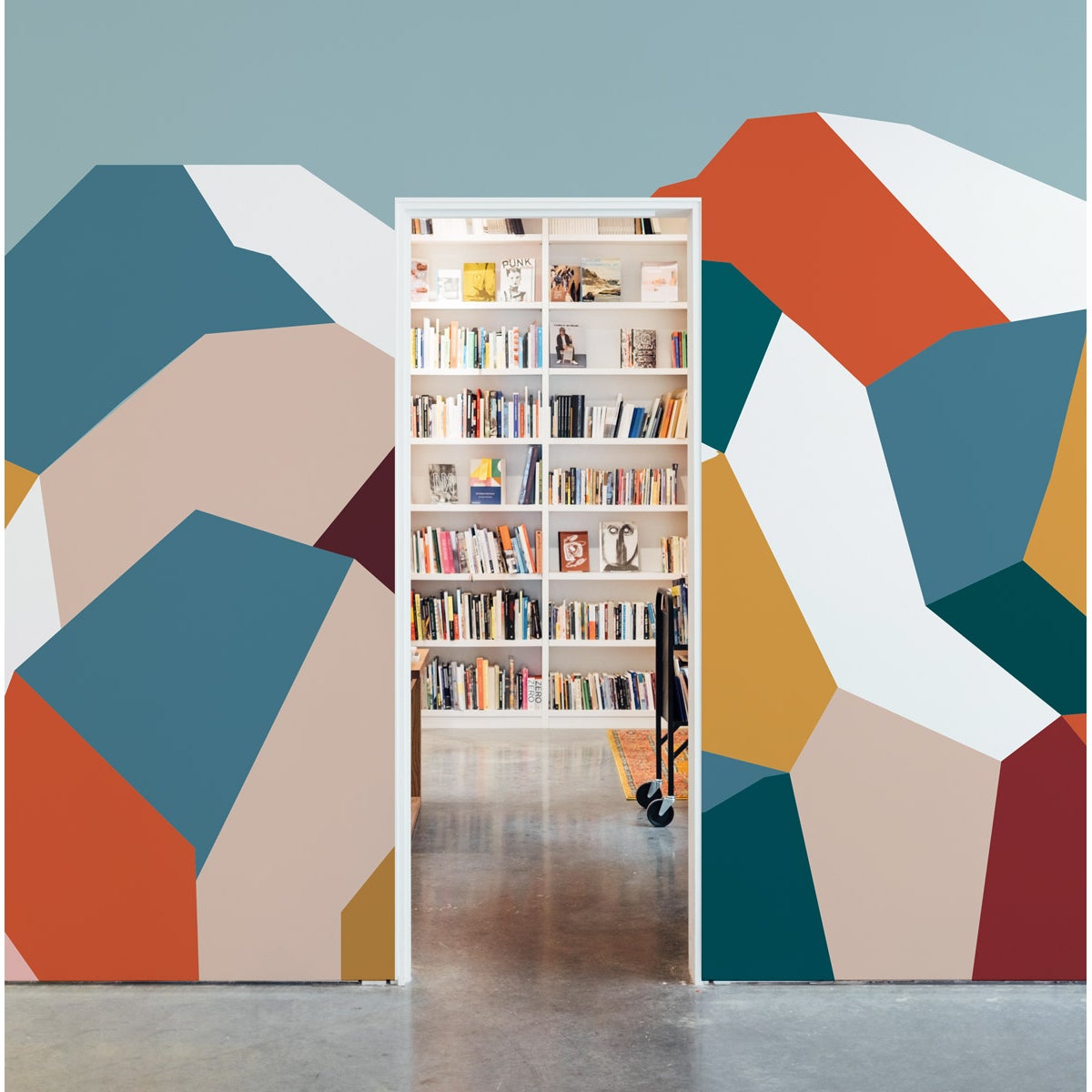 Papel pintado panorámico Paisaje geométrico de montañas, Naranja 525 x ...