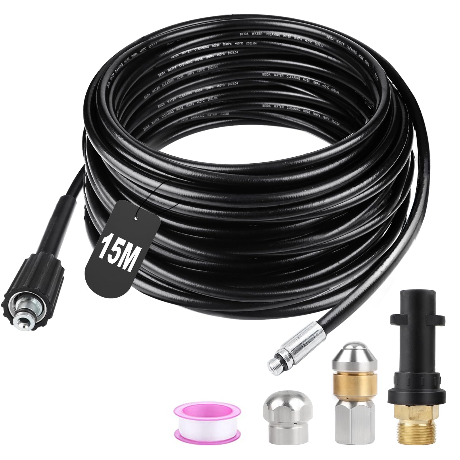 15M Tuyau Déboucheur Canalisation Haute Pression Flexible Nettoyeur ...