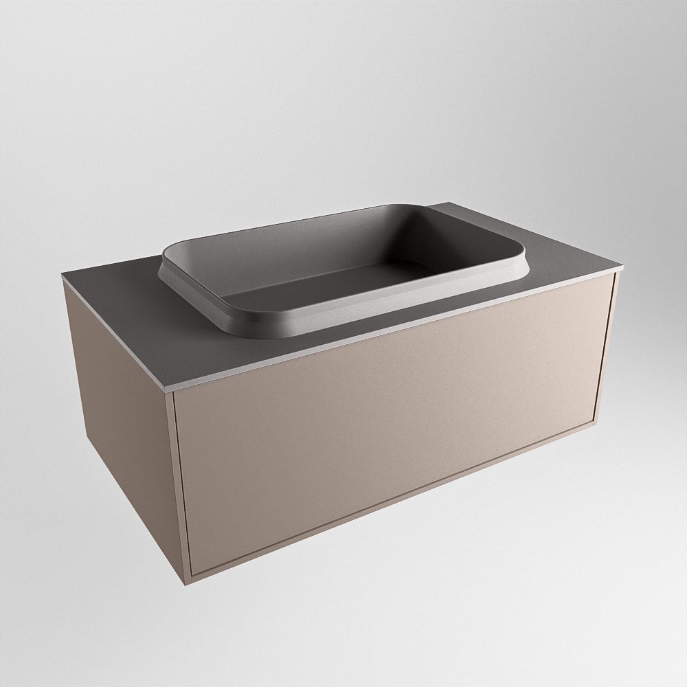 MONDIAZ ERIN 80cm mueble de baño color Smoke con 1 cajón. con Lavabo ...