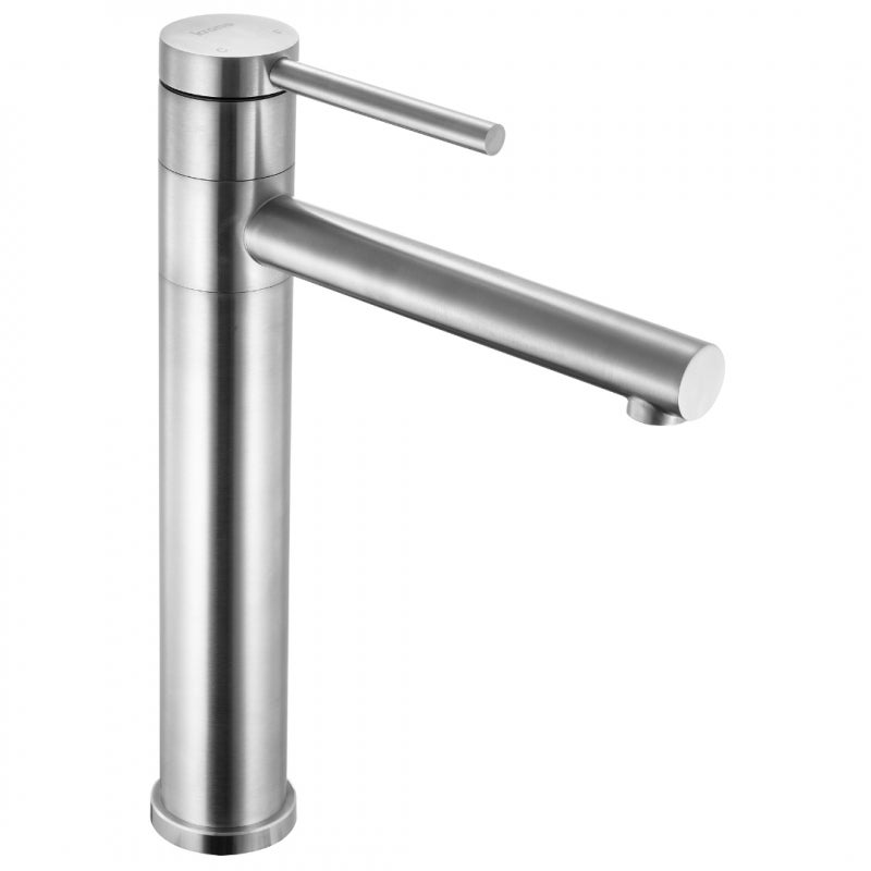 Mitigeur lavabo haut inox brossé avec bonde H 29 cm - Kardif | Leroy Merlin