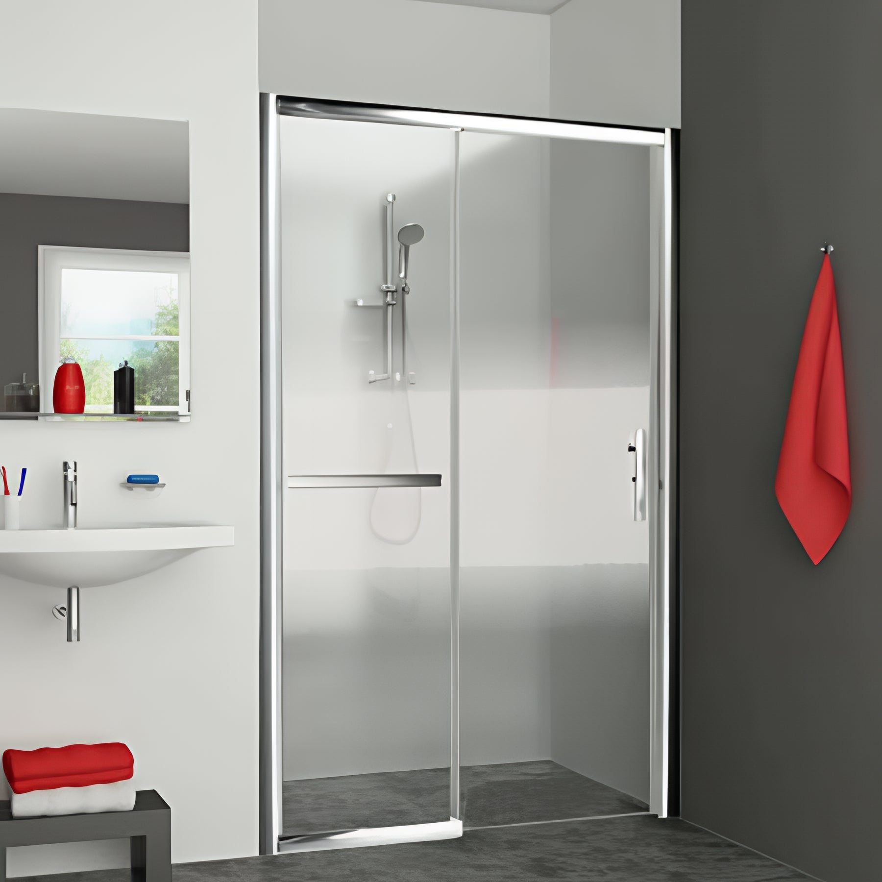 Paroi de douche coulissante largeur 160 cm hauteur 200 cm profilé ...