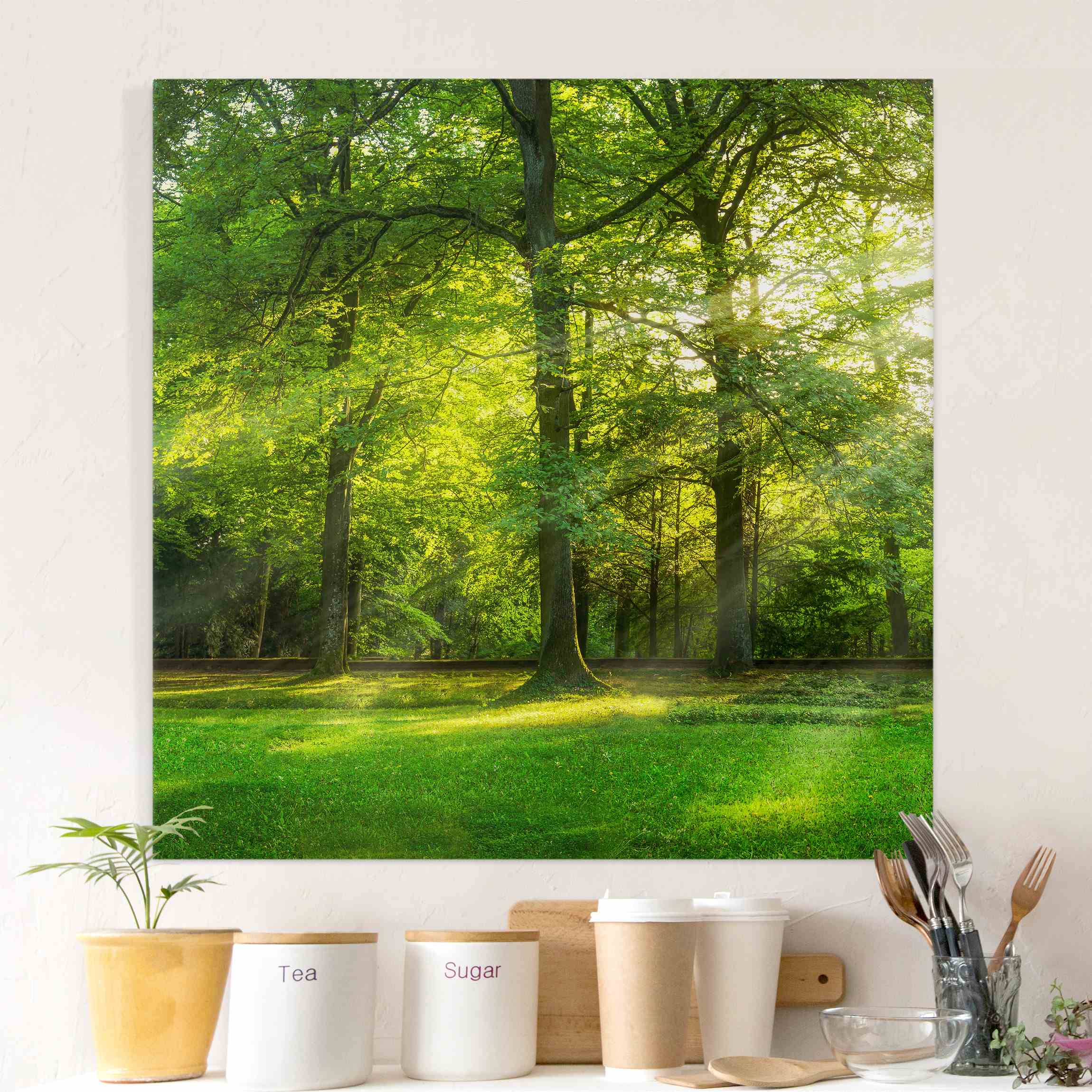 Impression sur toile tableau sur toile châssis vert arbres panorama ...