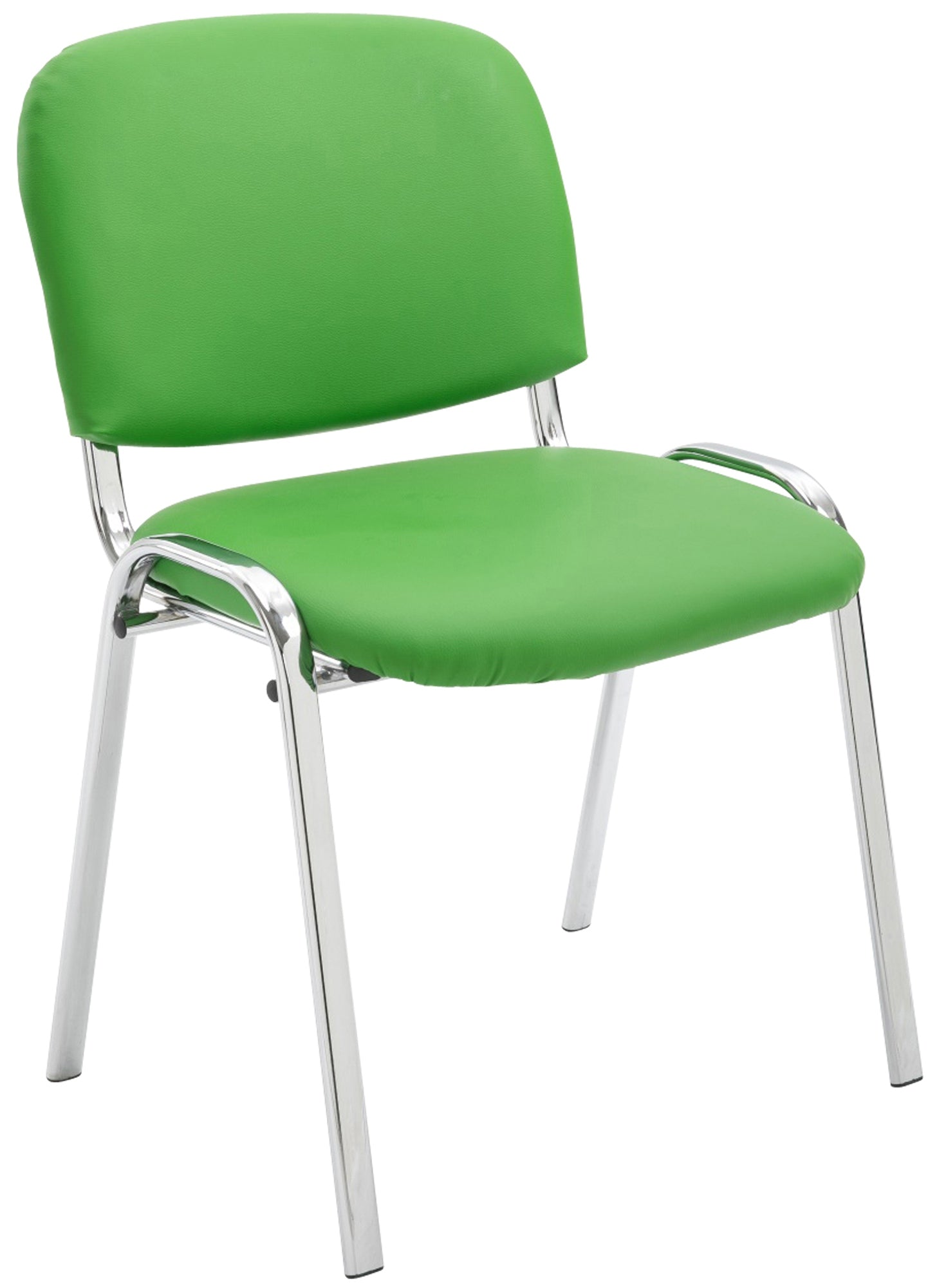 Silla de visita apilable para zona de espera en PVC verde, base de 4 patas en metal cromado 10 ...