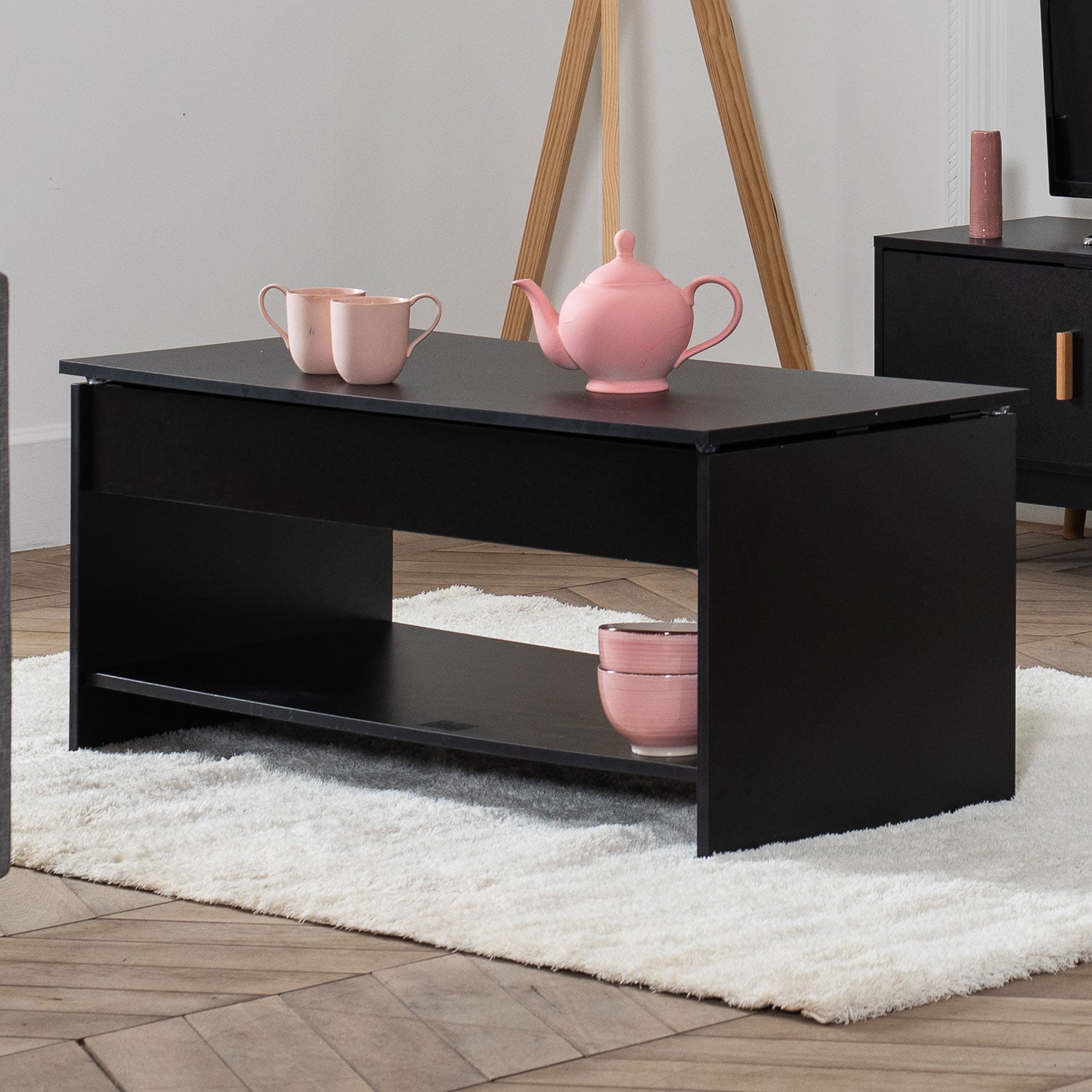 Mesa de centro con tapa elevable negra HEDDA | Leroy Merlin
