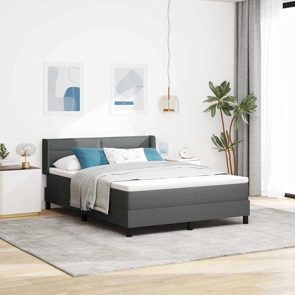 Cama tipo Box Spring Gris oscuro 200 x 160 cm Poliéster | Leroy Merlin