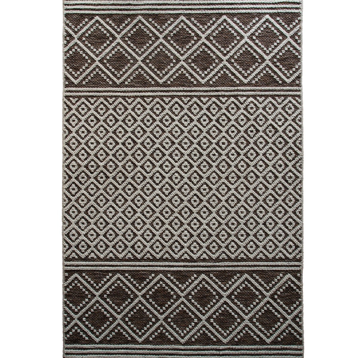 Tapis intérieur extérieur moderne à motif croisillons en relief brun ...