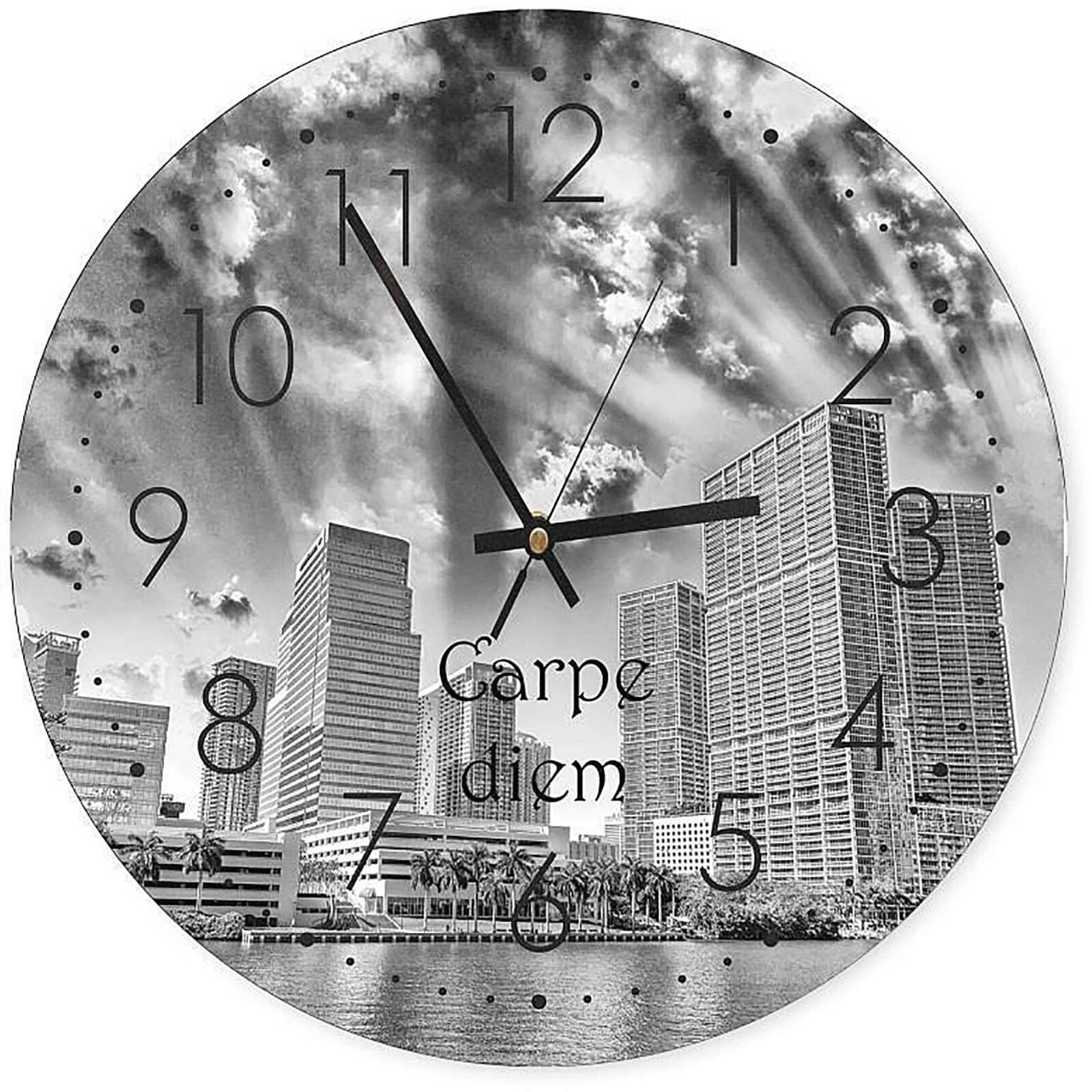 Horloge Murale Urbaine 'Carpe Diem' en Noir et Blanc | Leroy Merlin
