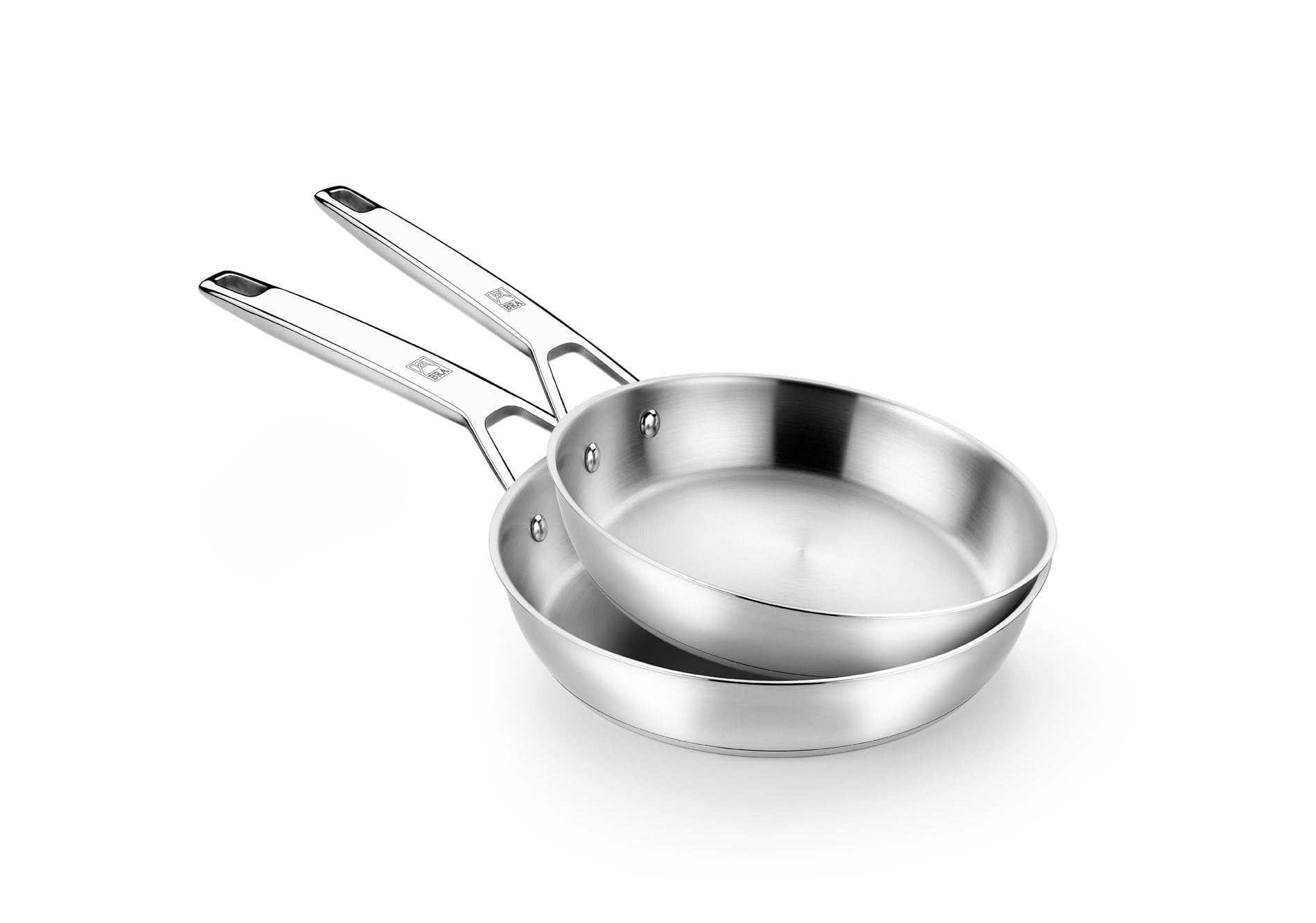 BRA Signature Set di 2 padelle da 24-28 cm, professionali, in acciaio ...