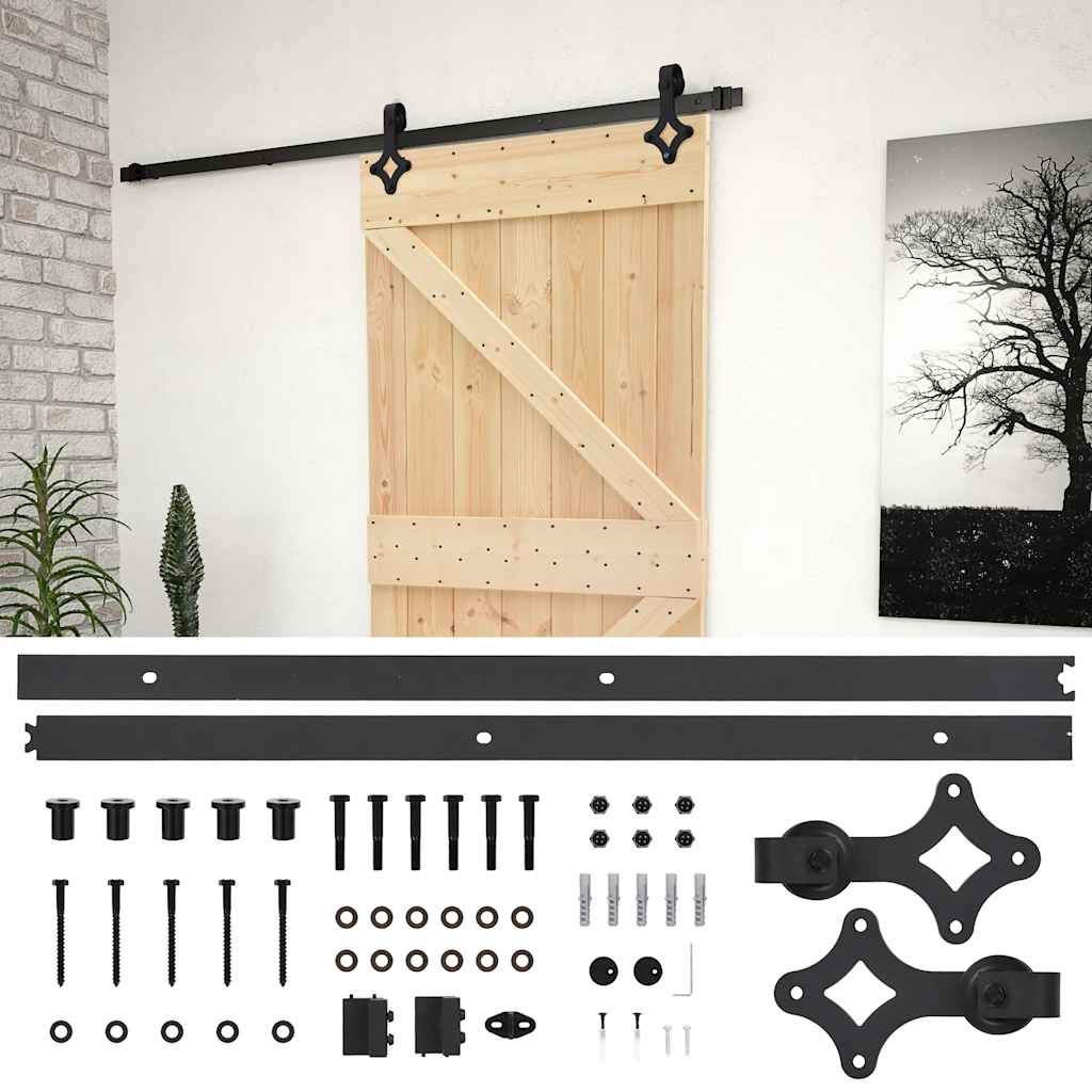 Porta Scorrevole con Set Hardware 80x210 cm in Legno di Pino vidaXL ...