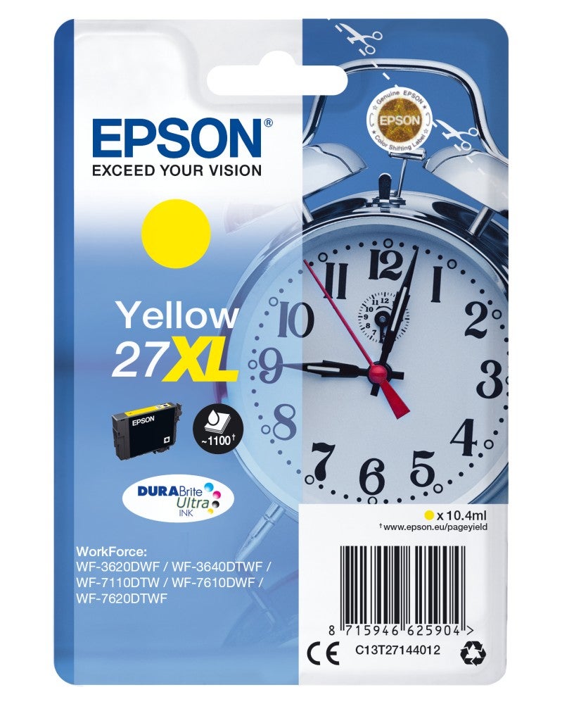 Epson alarm clock cartuccia sveglia giallo inchiostri durabrite ultra 27xl - C13T27144022 ...