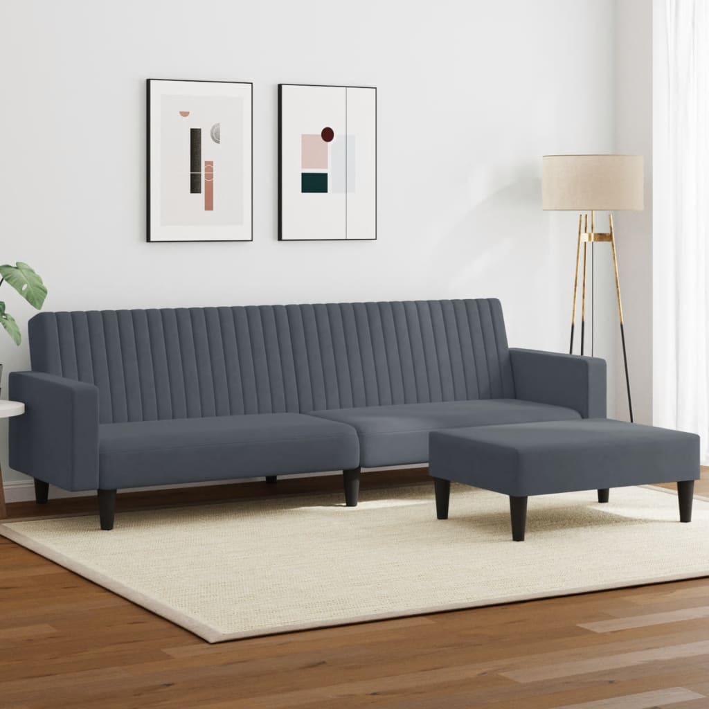 Ensemble de canapés 2 pcs，Sofa pour Salon gris foncé velours CFW66268 ...