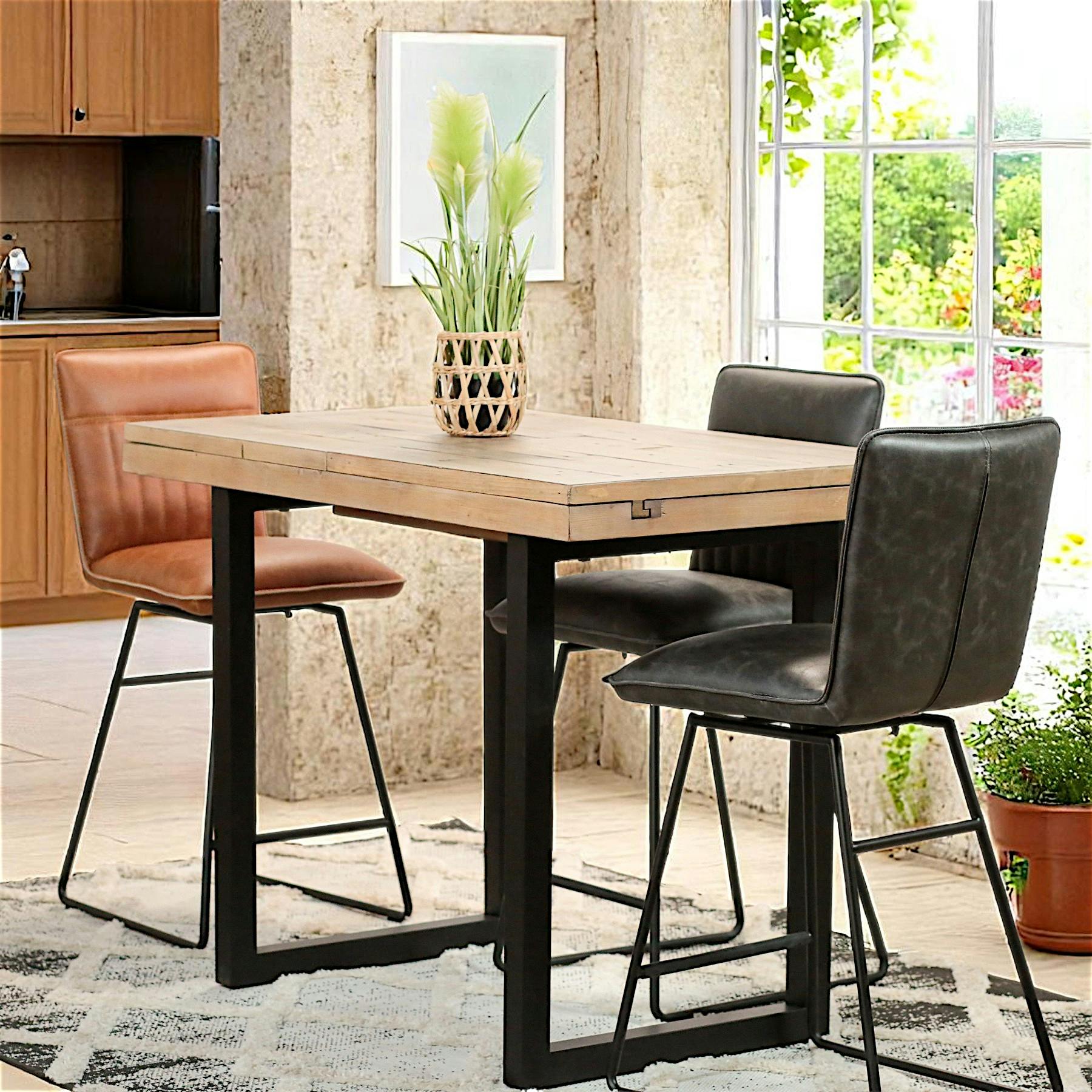 Table haute extensible bois recyclé 120-160 cm AUCKLAND | Leroy Merlin