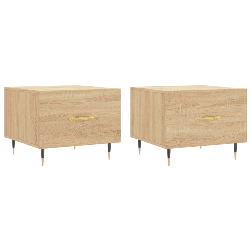 Mesas de centro 2 uds madera ingeniería roble Sonoma 50x50x40cm | Leroy ...