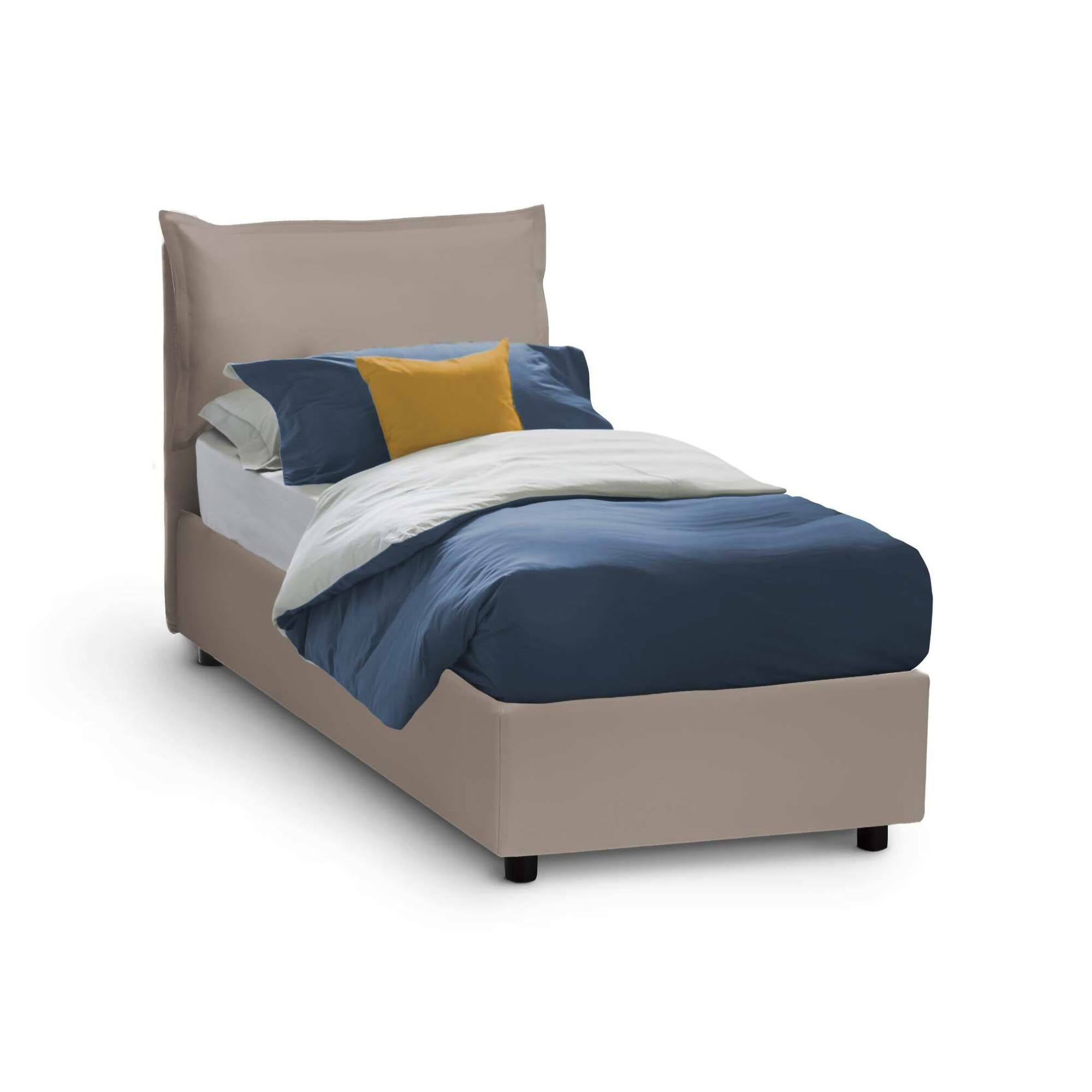 Lit simple Janet, Lit coffre avec revêtement en simili cuir, 100% Made ...