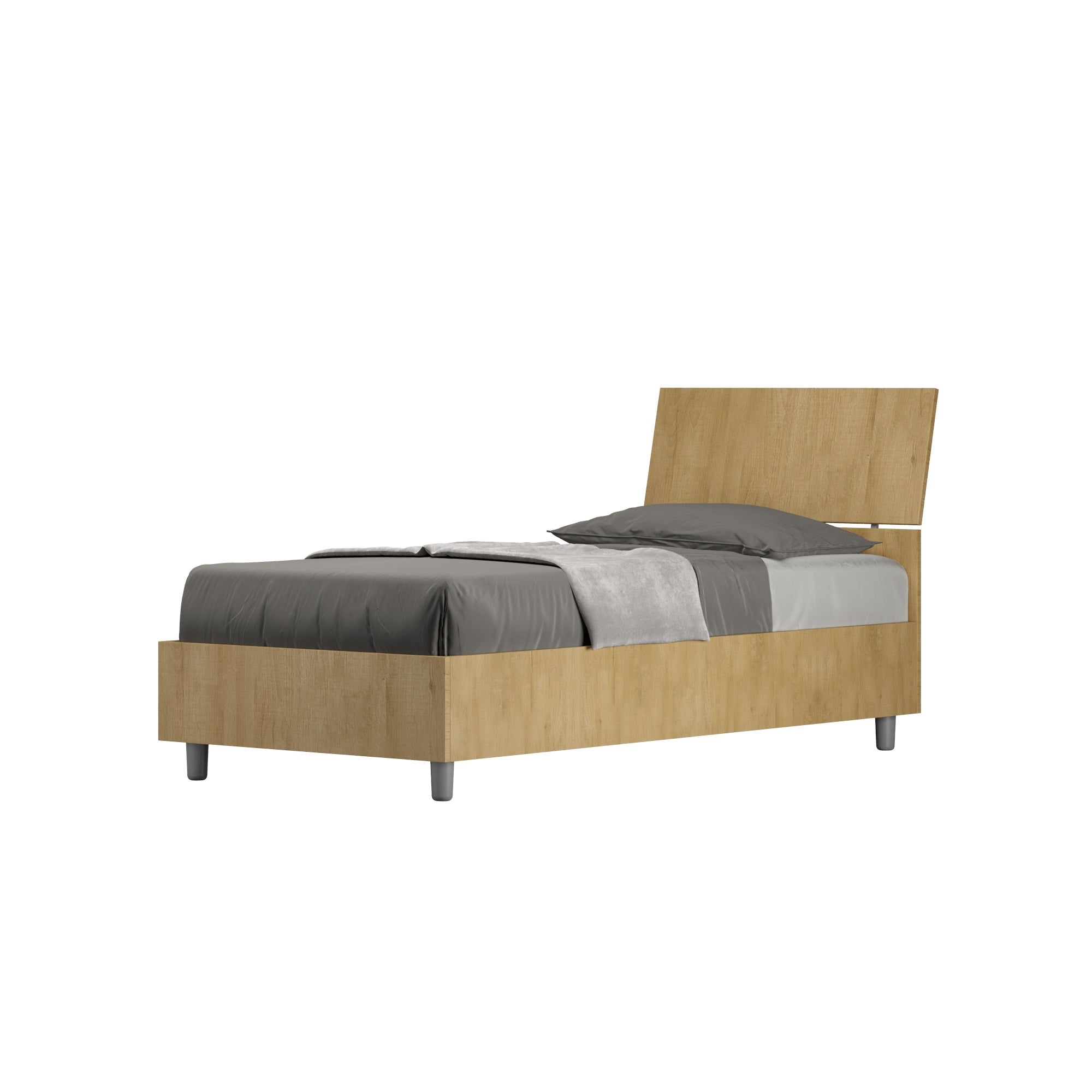 Lit coffre Demas en chêne 80x190 avec tête de lit inclinée | Leroy Merlin