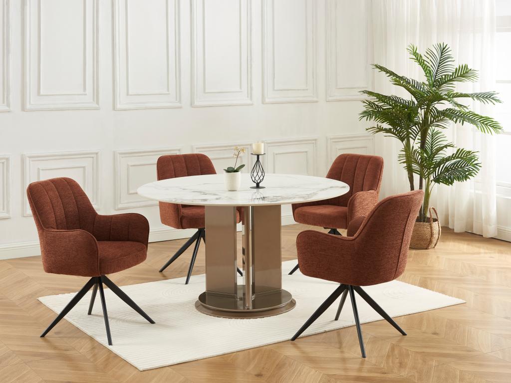 Lot de 2 chaises pivotantes avec accoudoirs en tissu et métal noir ...