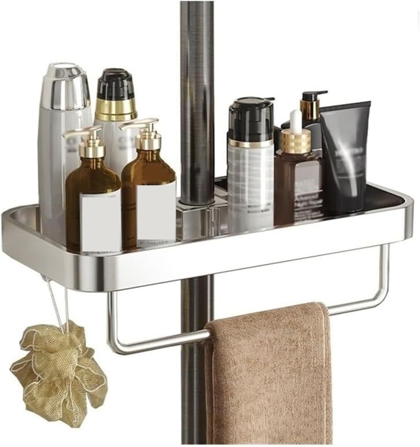 Estante de ducha colgante, sin necesidad de taladrar, plateado, apto ...