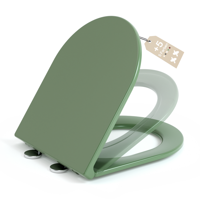 AquaWise Asiento WC Largo en Forma D, Tapa WC Universal Verde Salvia de ...