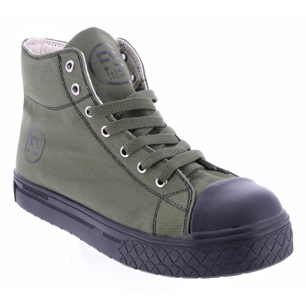 Chaussures de Sécurité Hautes - Kaki, Semelles Antidérapantes Noires ...