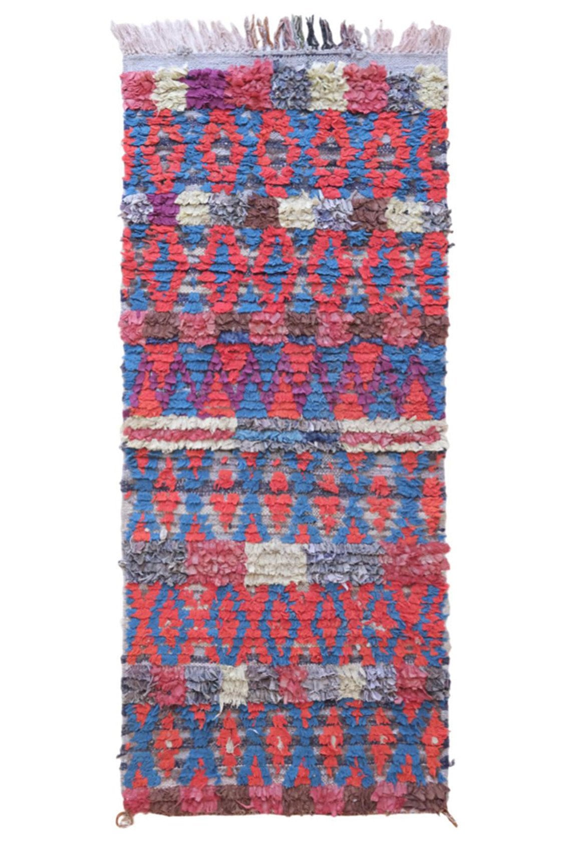 Tapis berbère marocain en textiles recyclés 71 x 168 cm 71 x 168 cm ...