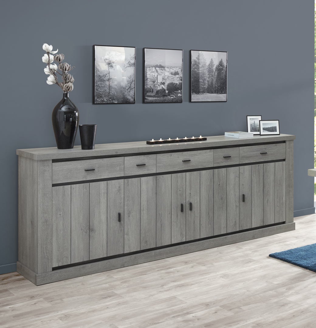 Buffet/bahut contemporain 248 cm chêne gris Corrie | Leroy Merlin